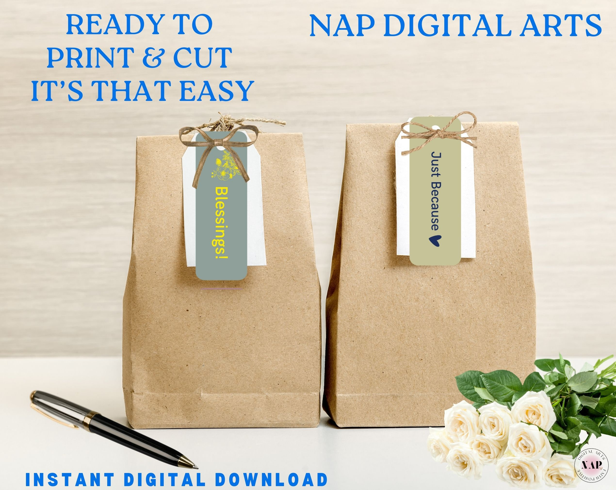 Printable Floral Gift Tags, Simple Gift Tags, Floral Template, Modern ...