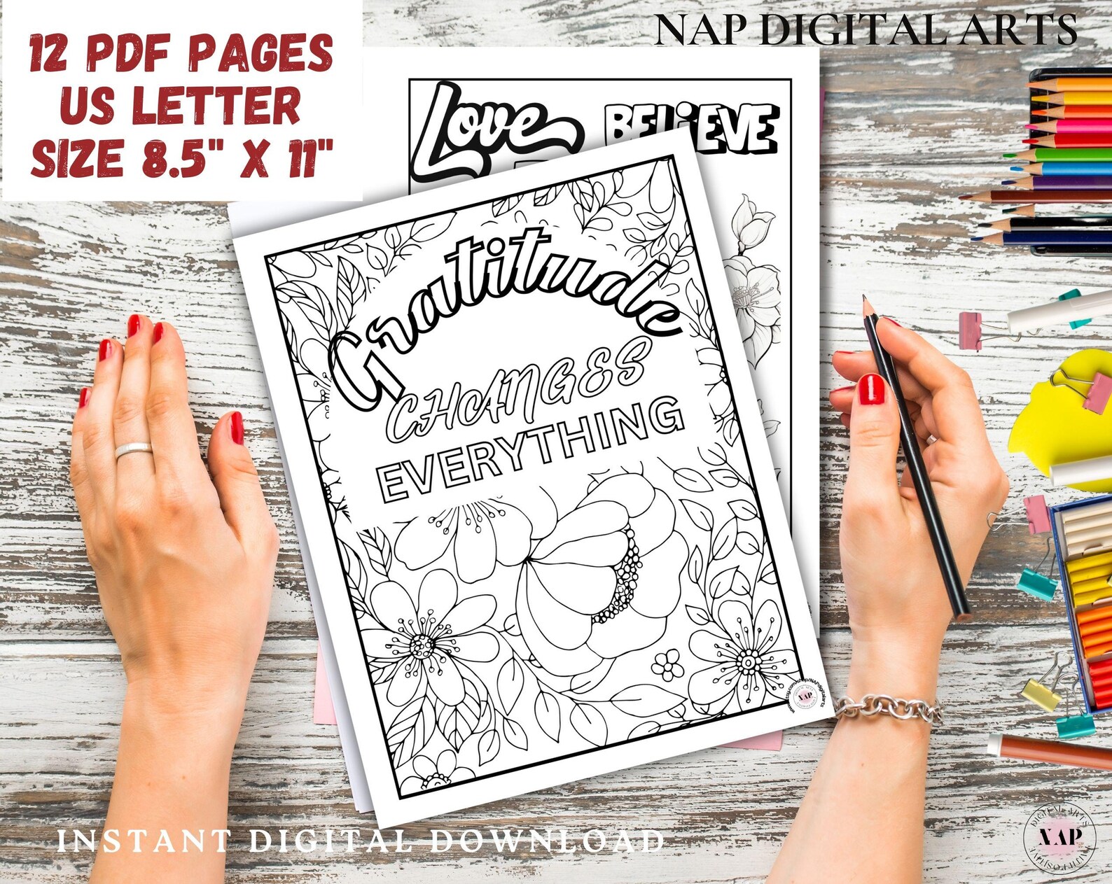 Grateful Heart Coloring Activity, Gratitude Coloring Pages, Adults ...