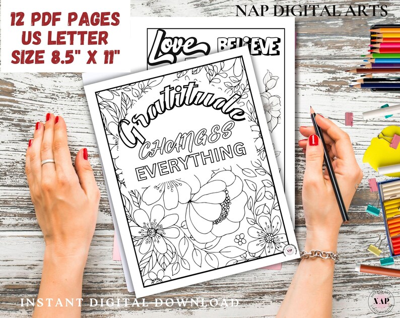 Grateful Heart Coloring Activity, Gratitude Coloring Pages, Adults ...