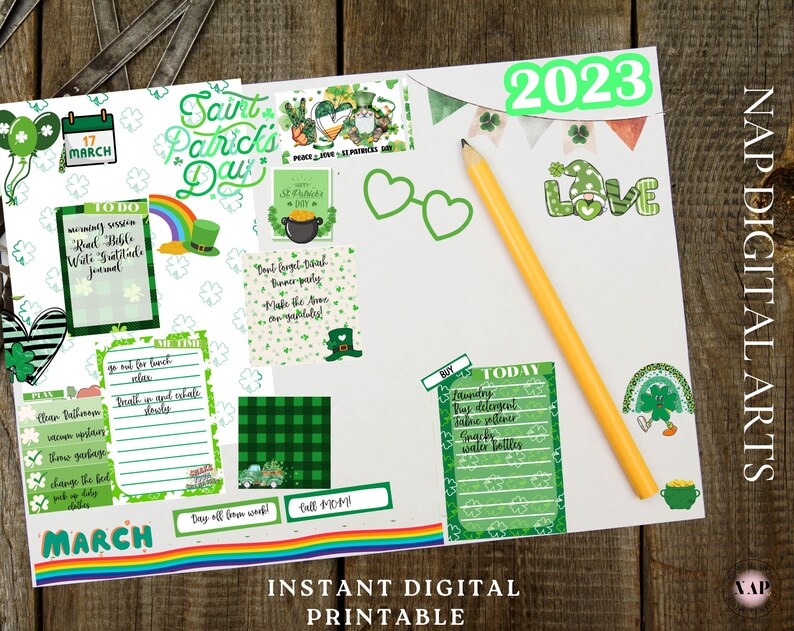 St Patrick Paper Planner Printable Bundle Green Printable - Etsy