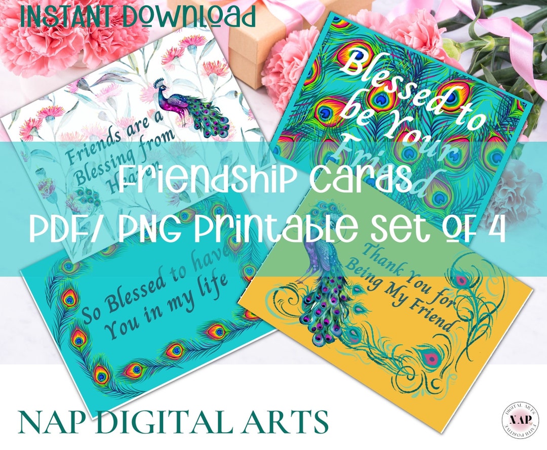 Friend Card, Friendship Printable Cards, Thinking of You, Peacock ...