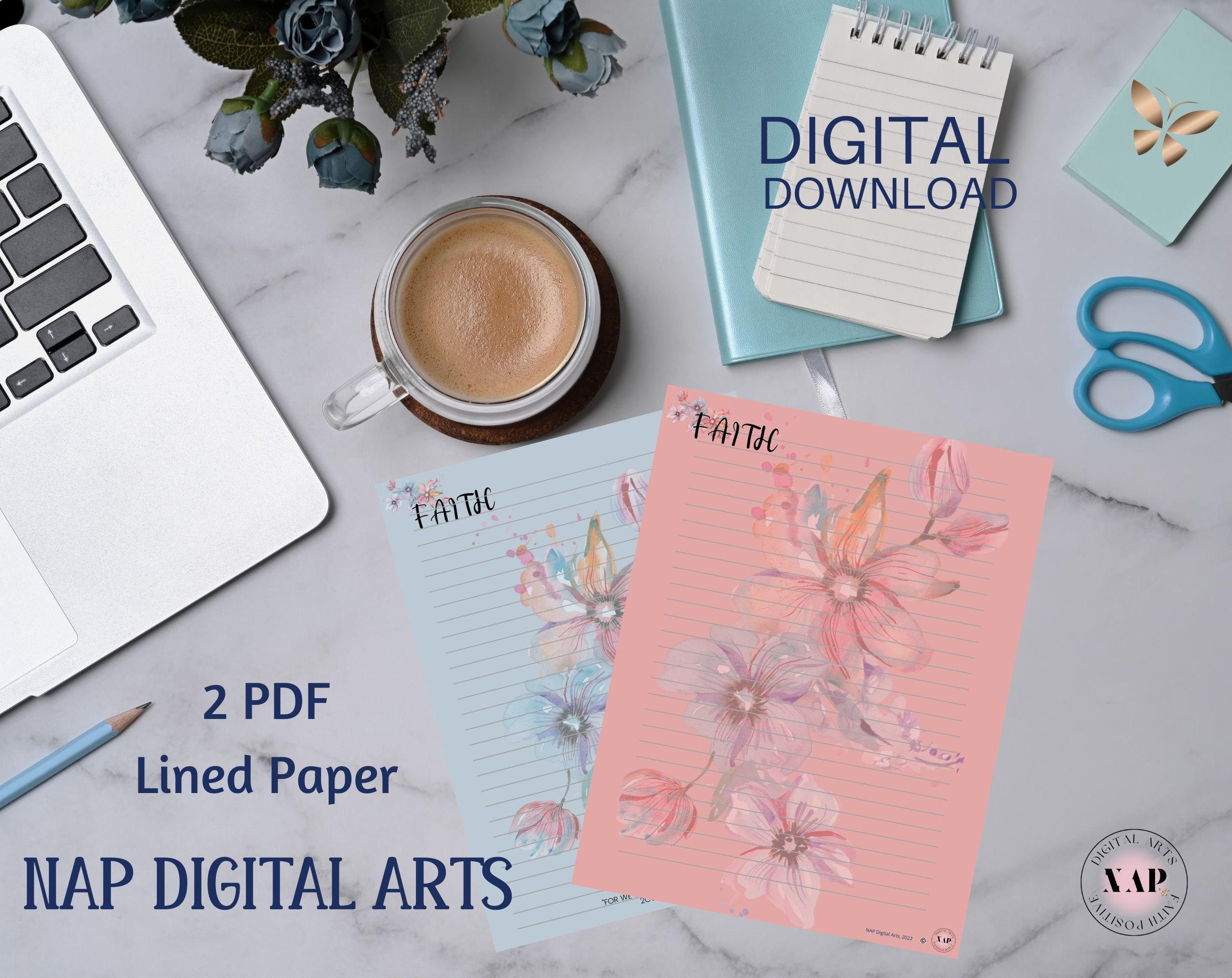 Digital Faith Printable, Lined Note Paper, Prayer Journal Printable ...