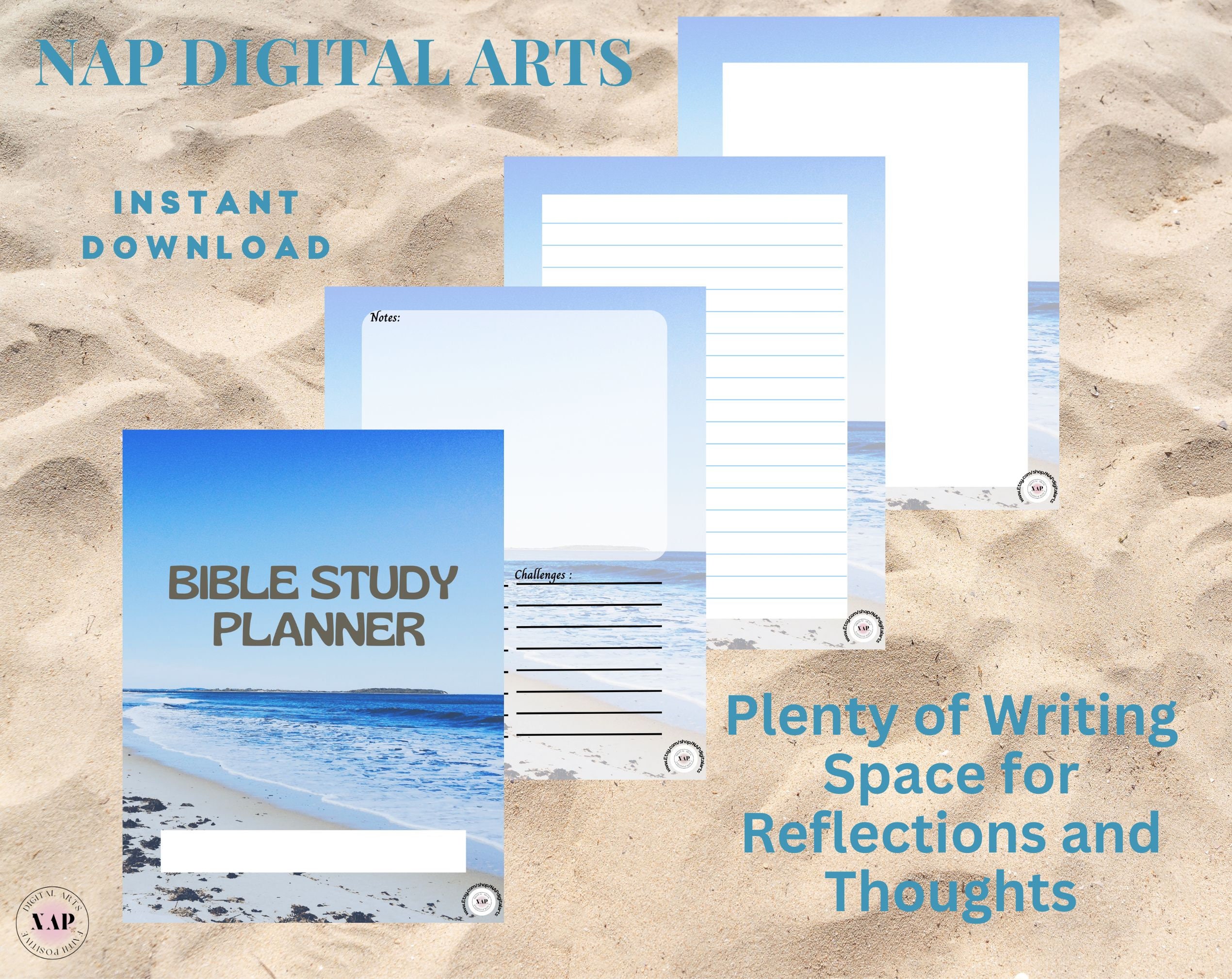 Ocean Printable Planner, Bible Study Planner, Prayer Journal Printable ...