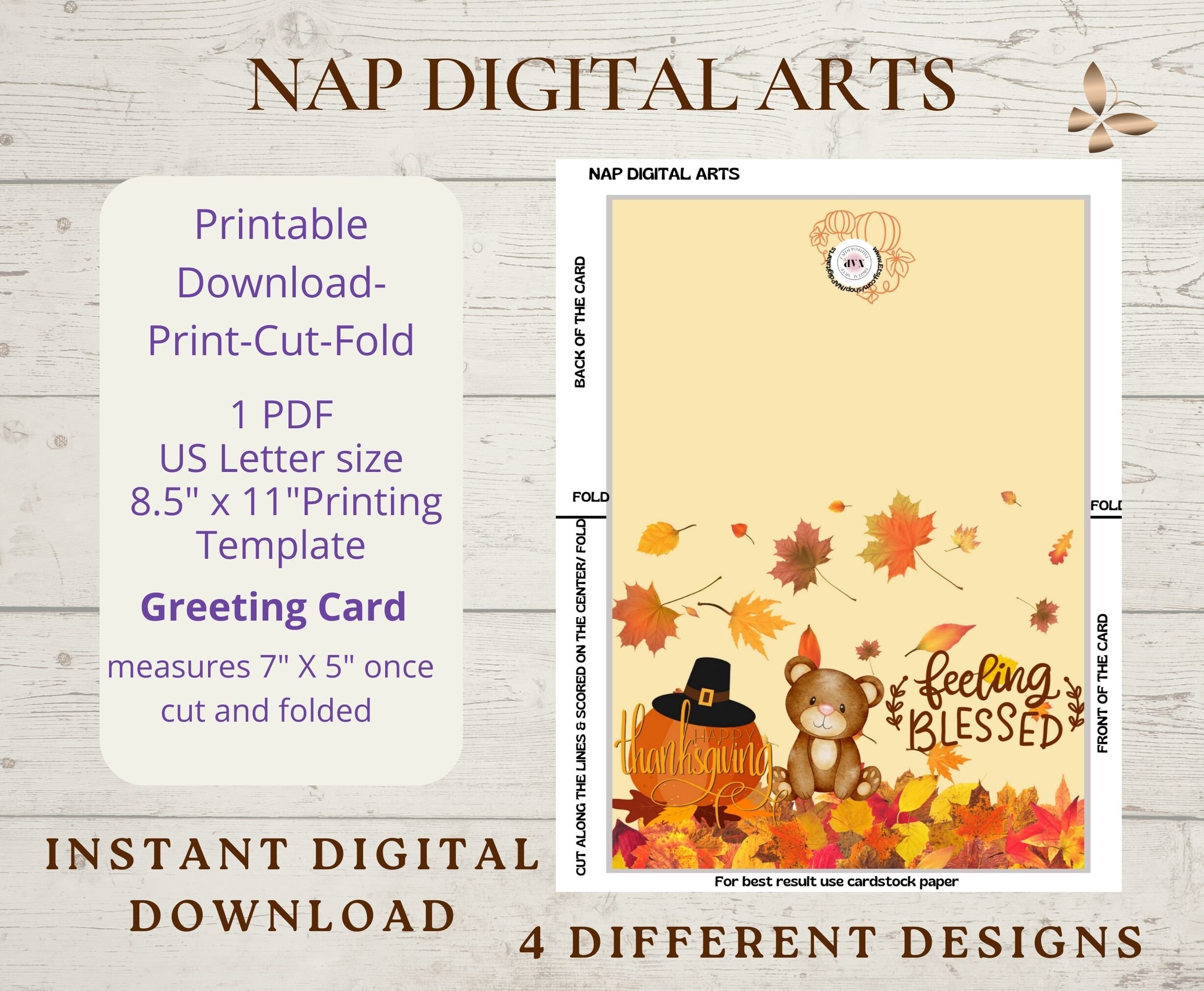 Fall Bundle Cards Autumn Card Printable Cute Bear Card - Etsy