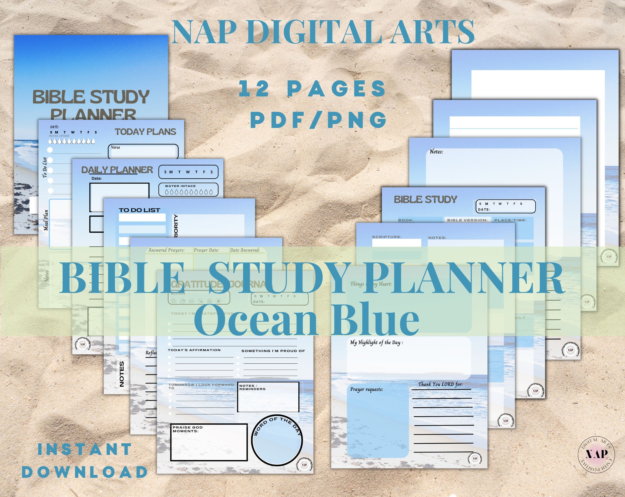 Ocean Printable Planner, Bible Study Planner, Prayer Journal Printable ...