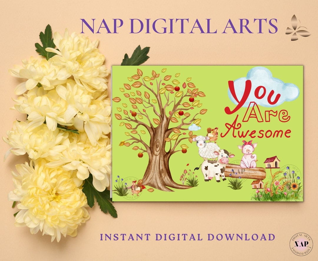 Cute Friendship Card, Cute Friend Card, Farm Animals Card, Cute ...