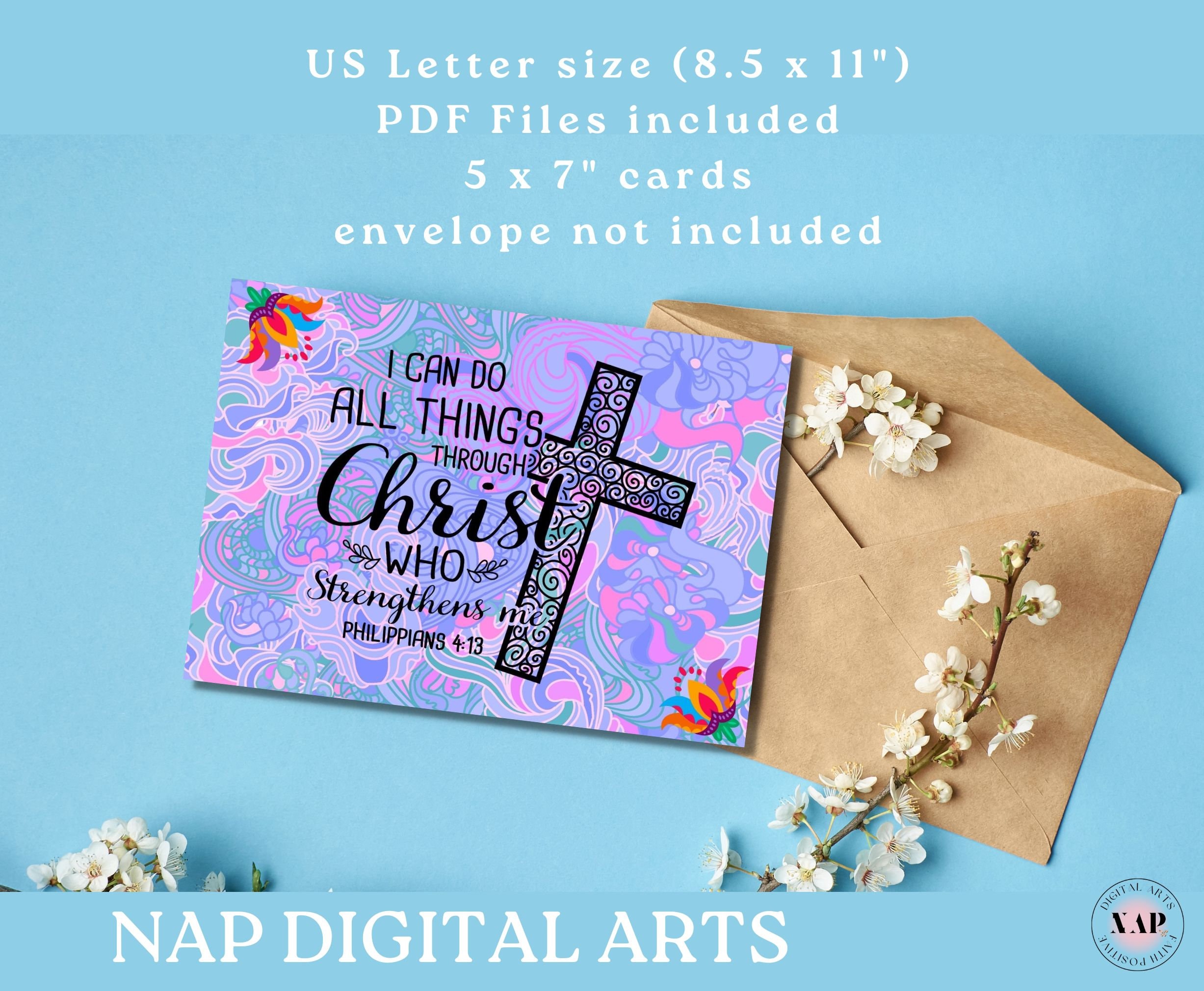 Cross Card, Verse Card, Religious Printable Card, Christian Printable ...