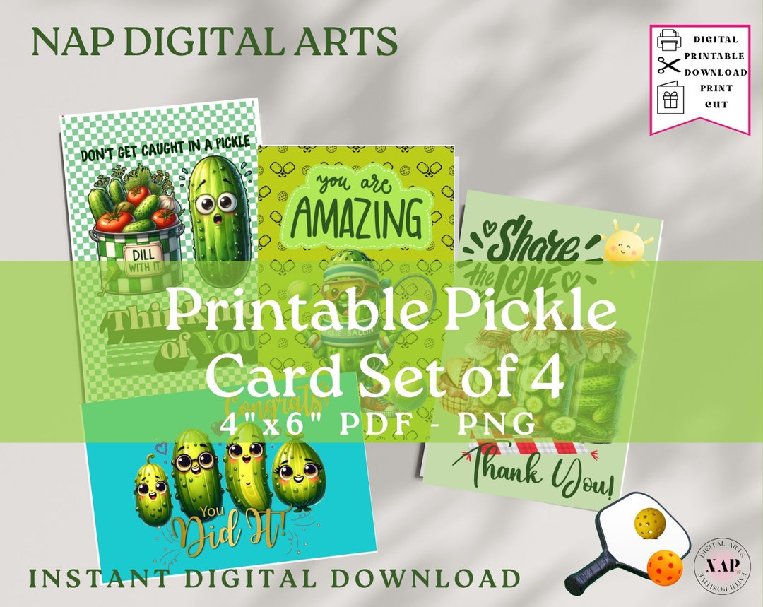 Printable Pickle Card Set, Funny Pickle Greeting Card, Humorous Pickle ...