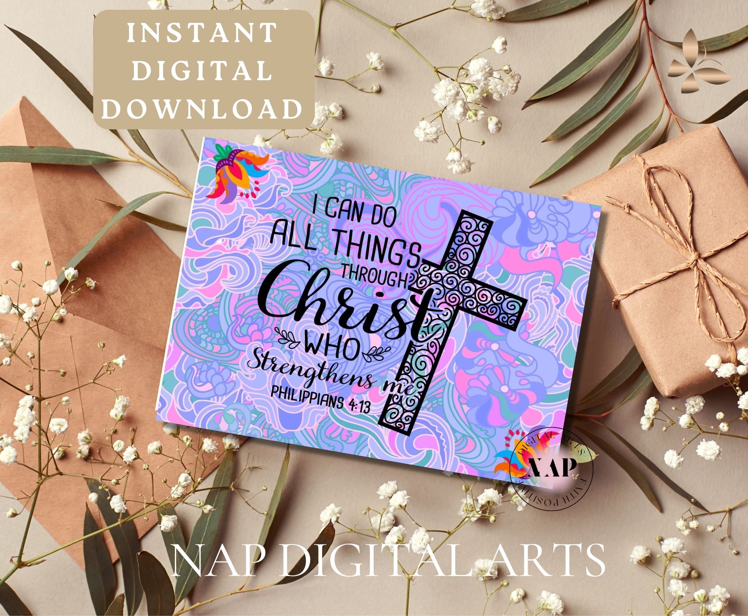 Cross Card, Verse Card, Religious Printable Card, Christian Printable ...