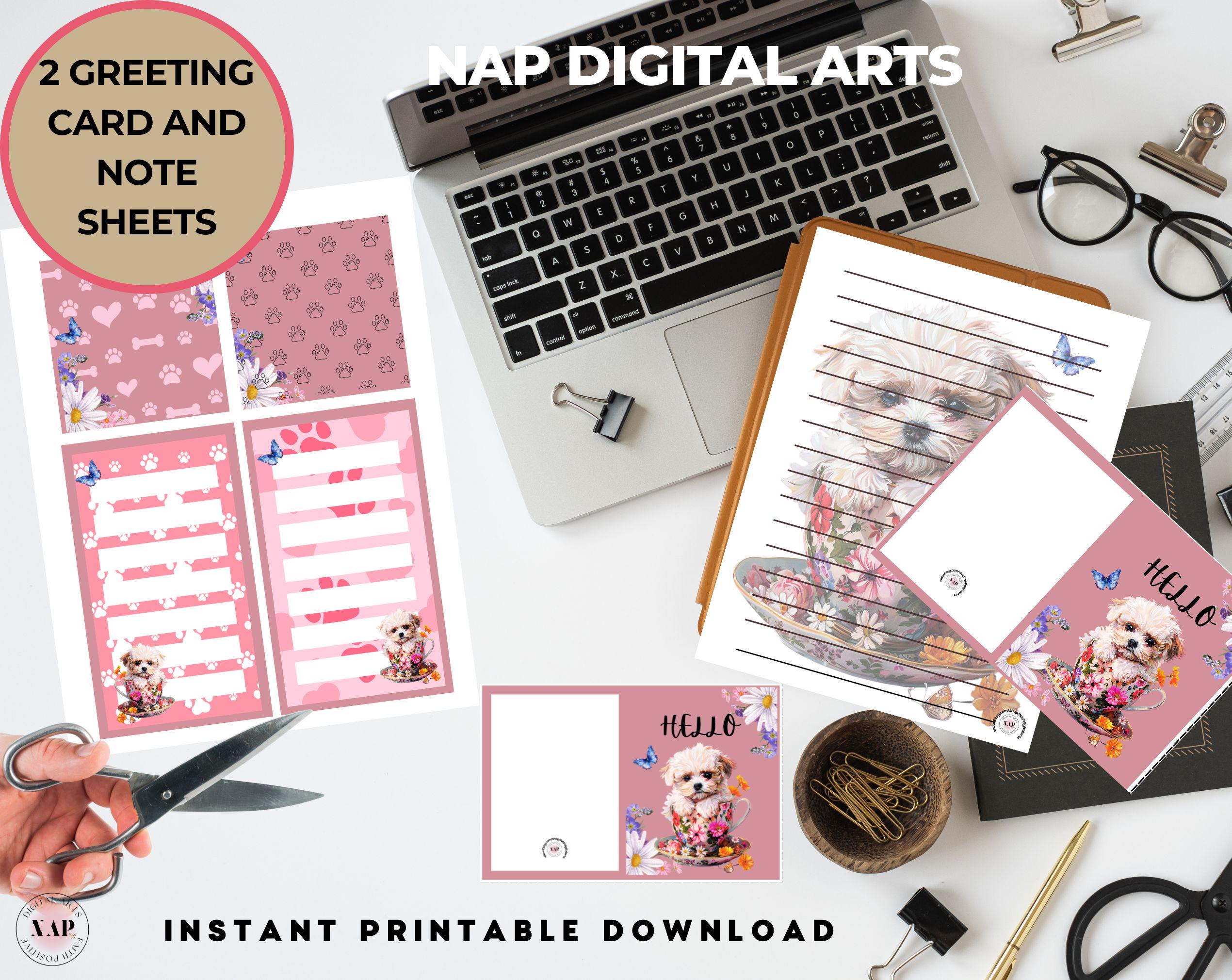 Cute Puppy Stationery Set, Dog Printable, Cute Animal Notecard, Writing ...