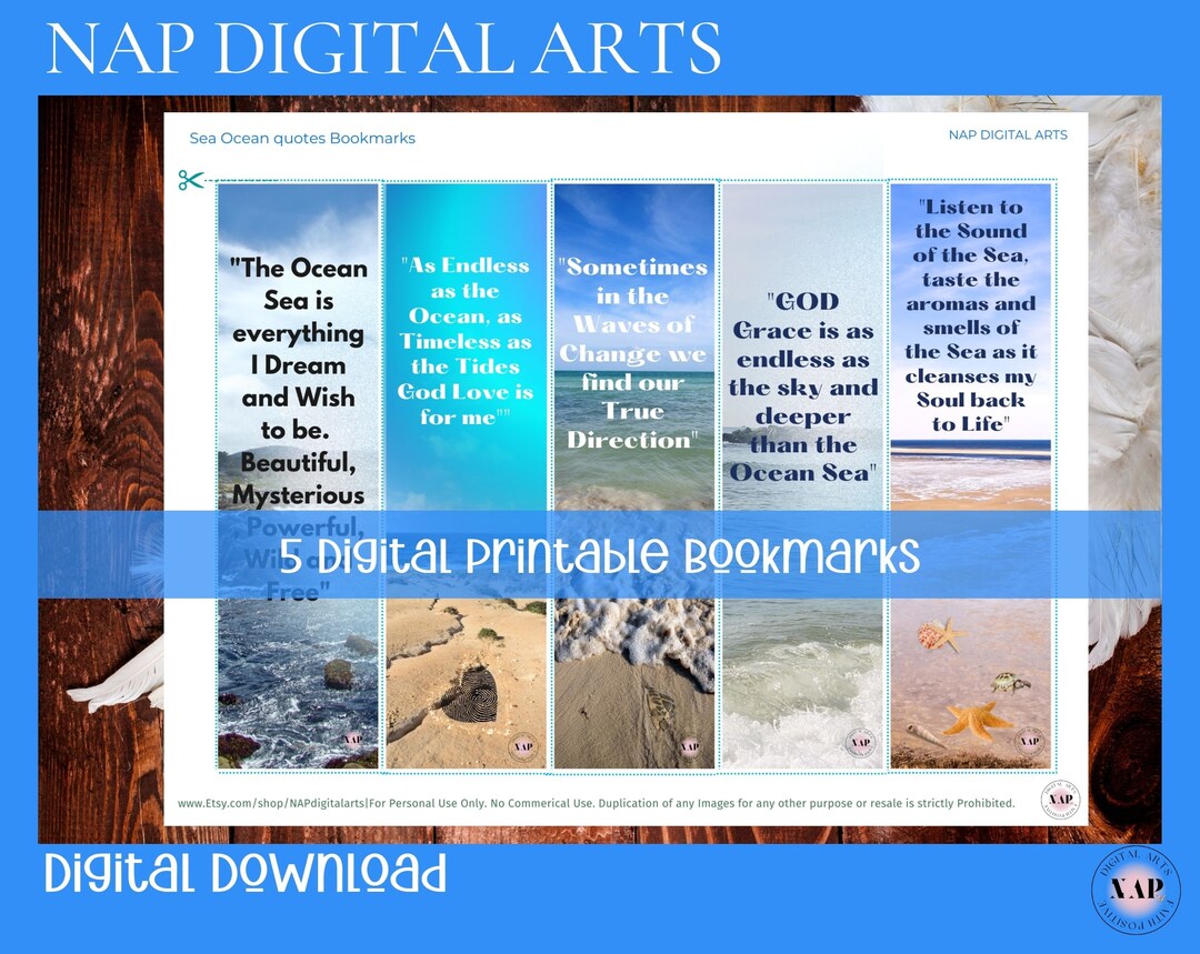 Positive Quote Printable, Ocean Bookmarks, Sea Shore Printable ...