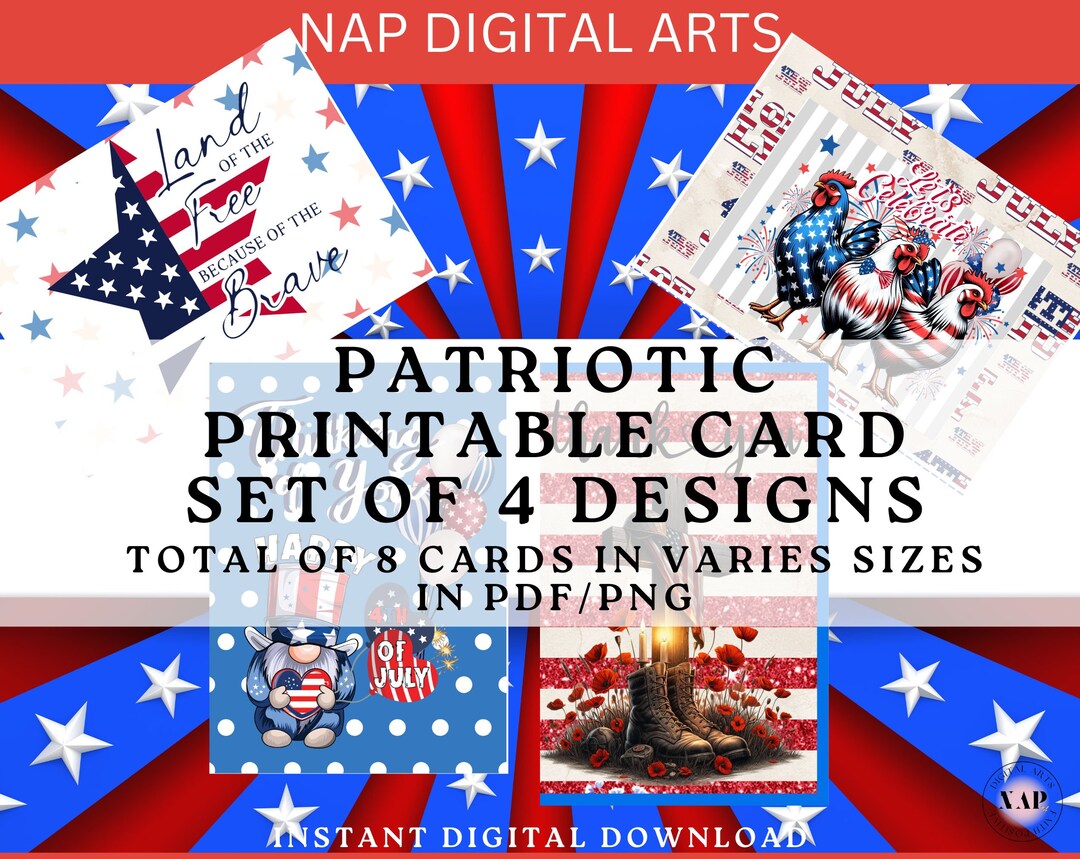 Patriotic Printable Cards, Patriotic Holiday Greeting Card, Veteran ...