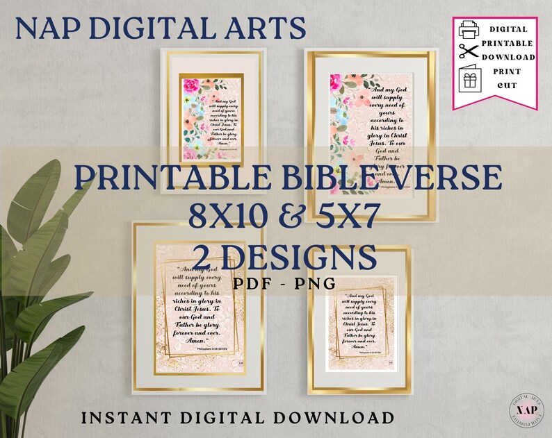 Printable Bible Verse, Christian Art Print, Inspirational Wall Art ...