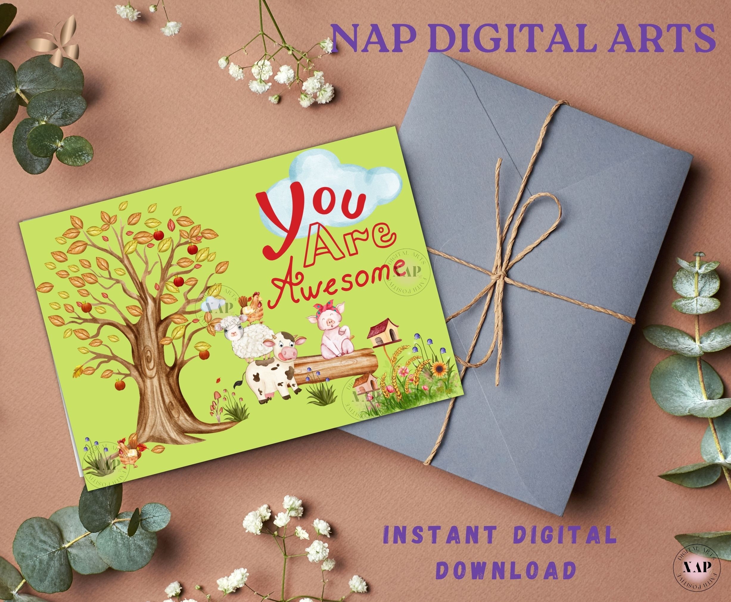 Cute Friendship Card Cute Friend Card Farm Animals Card - Etsy