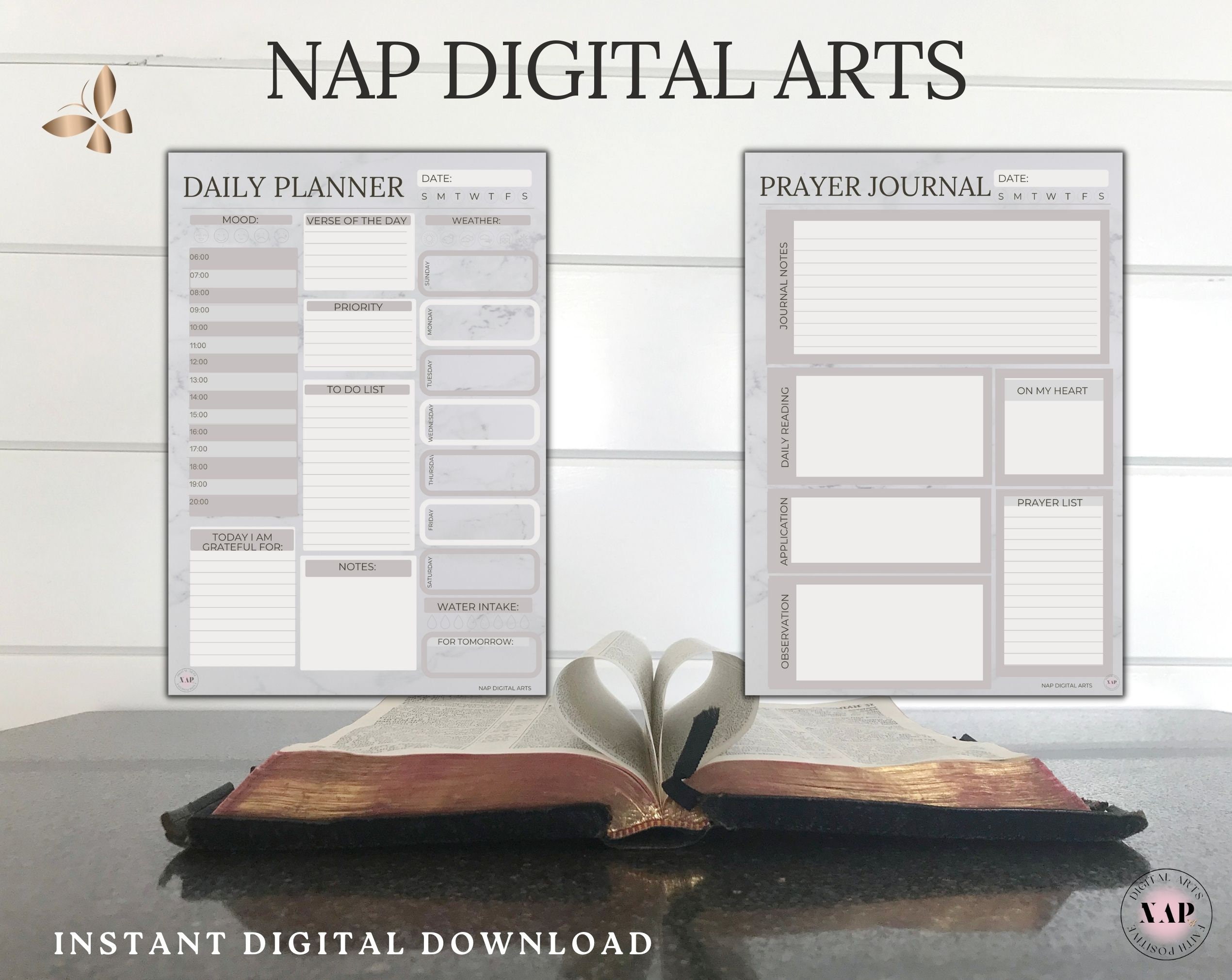 Bible Journal, Prayer Journal, Daily Planner Printable Undated, Digital ...