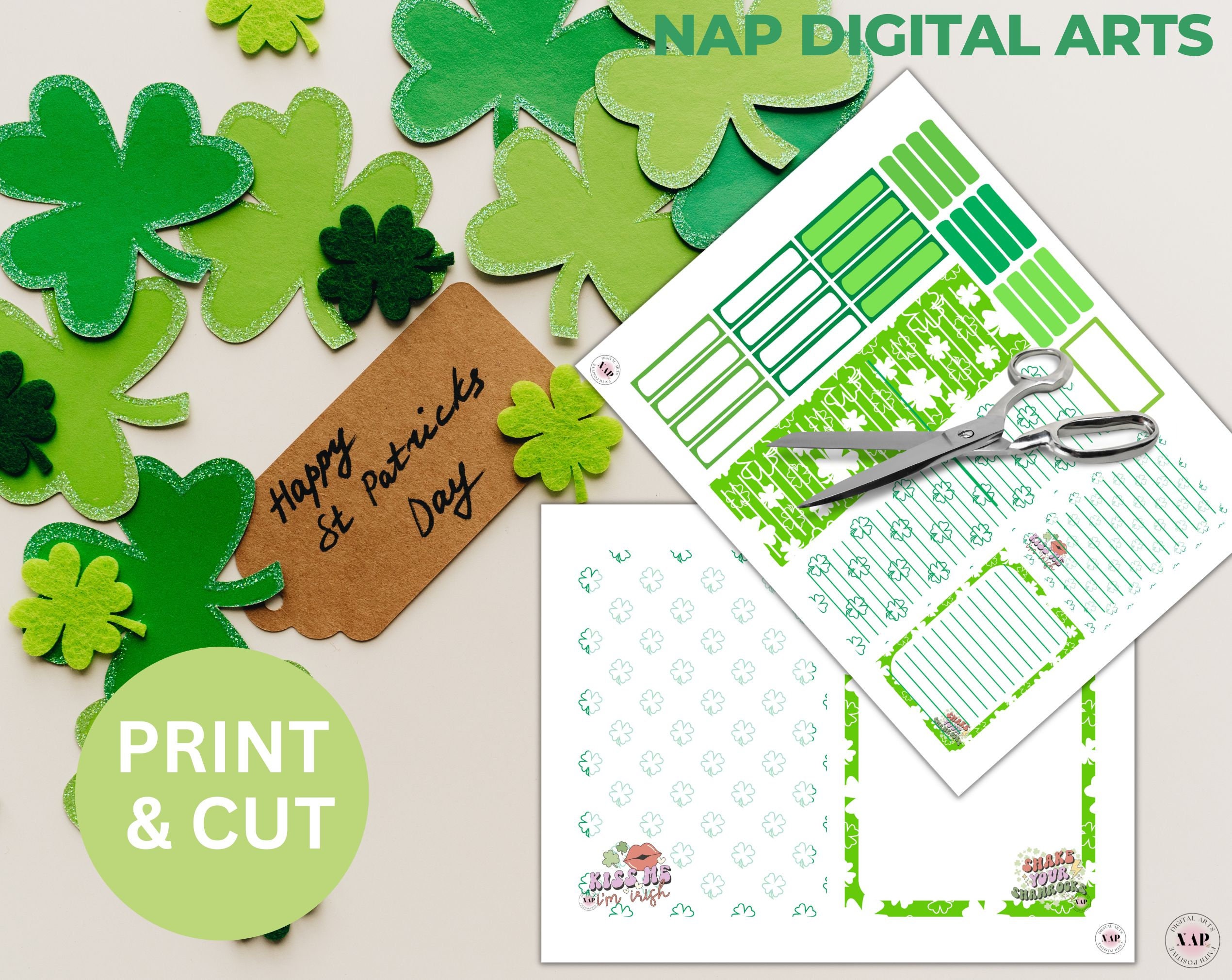 St Patrick Paper, Planner Printable Bundle, Green Printable Planner ...