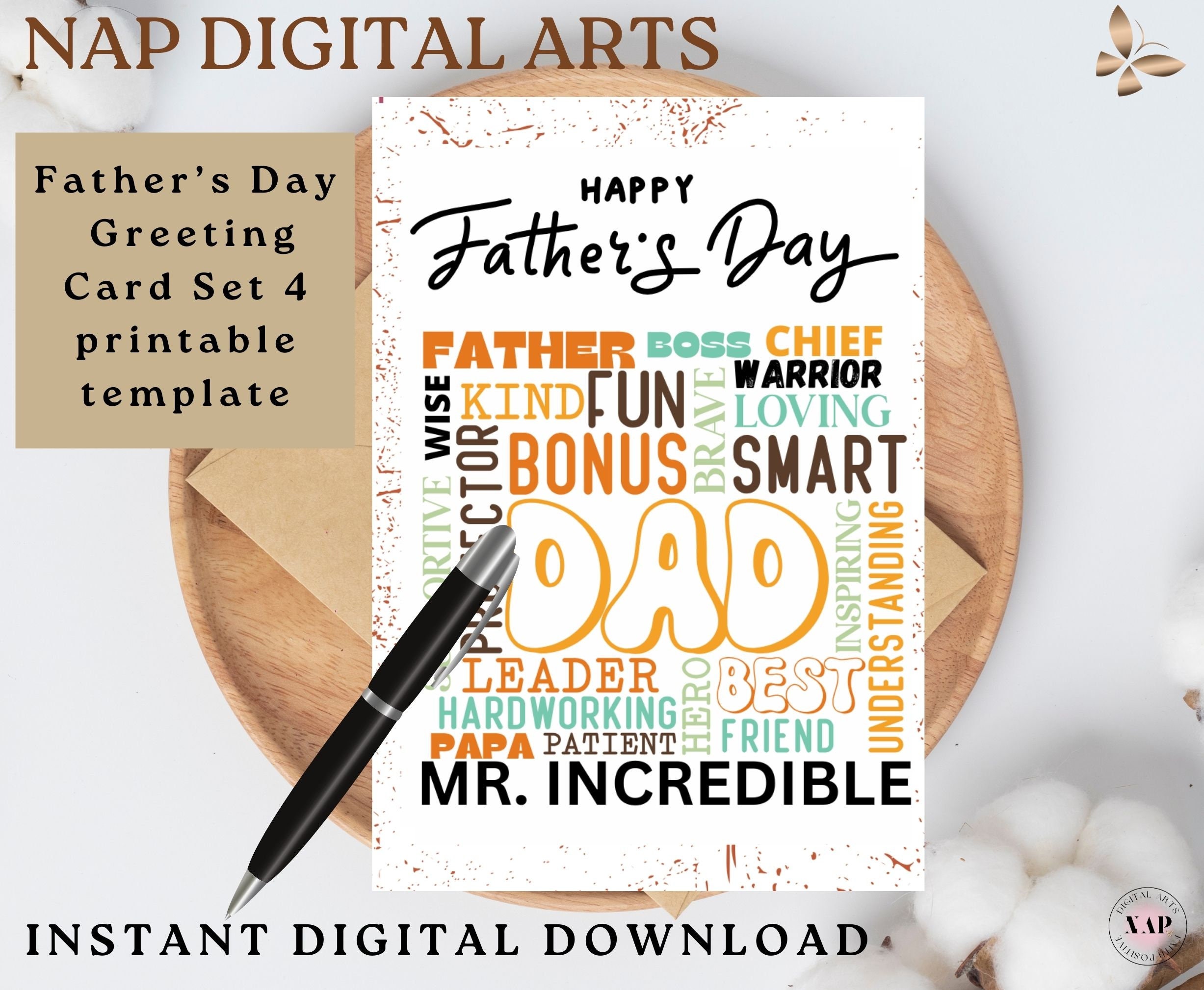 Father's Day Printable Card, Happy Father's Day, Dad Greeting Card ...