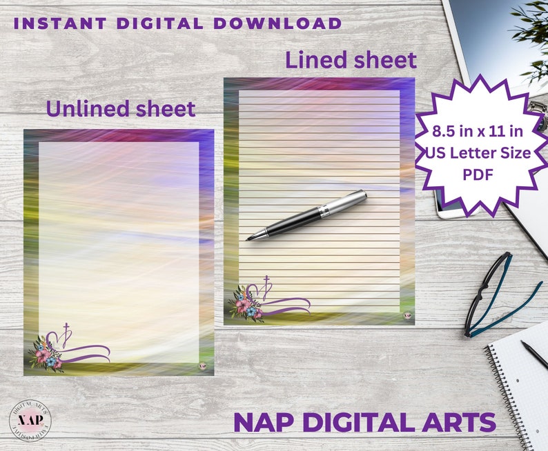 Religious Stationary, Printable Stationary Download, Writing Paper ...