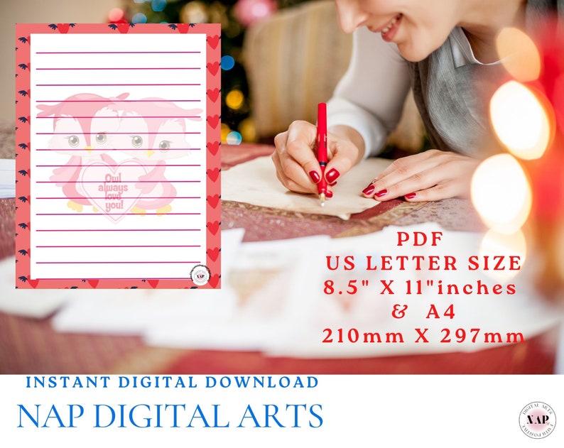 Cute Valentines Paper, Printable Stationery Set, Love Stationery ...