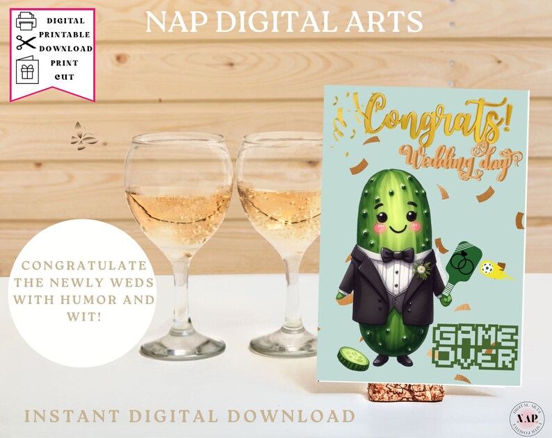 Pickleball Wedding Card Printable, Newly Wed Greeting Card, Groom Humor ...