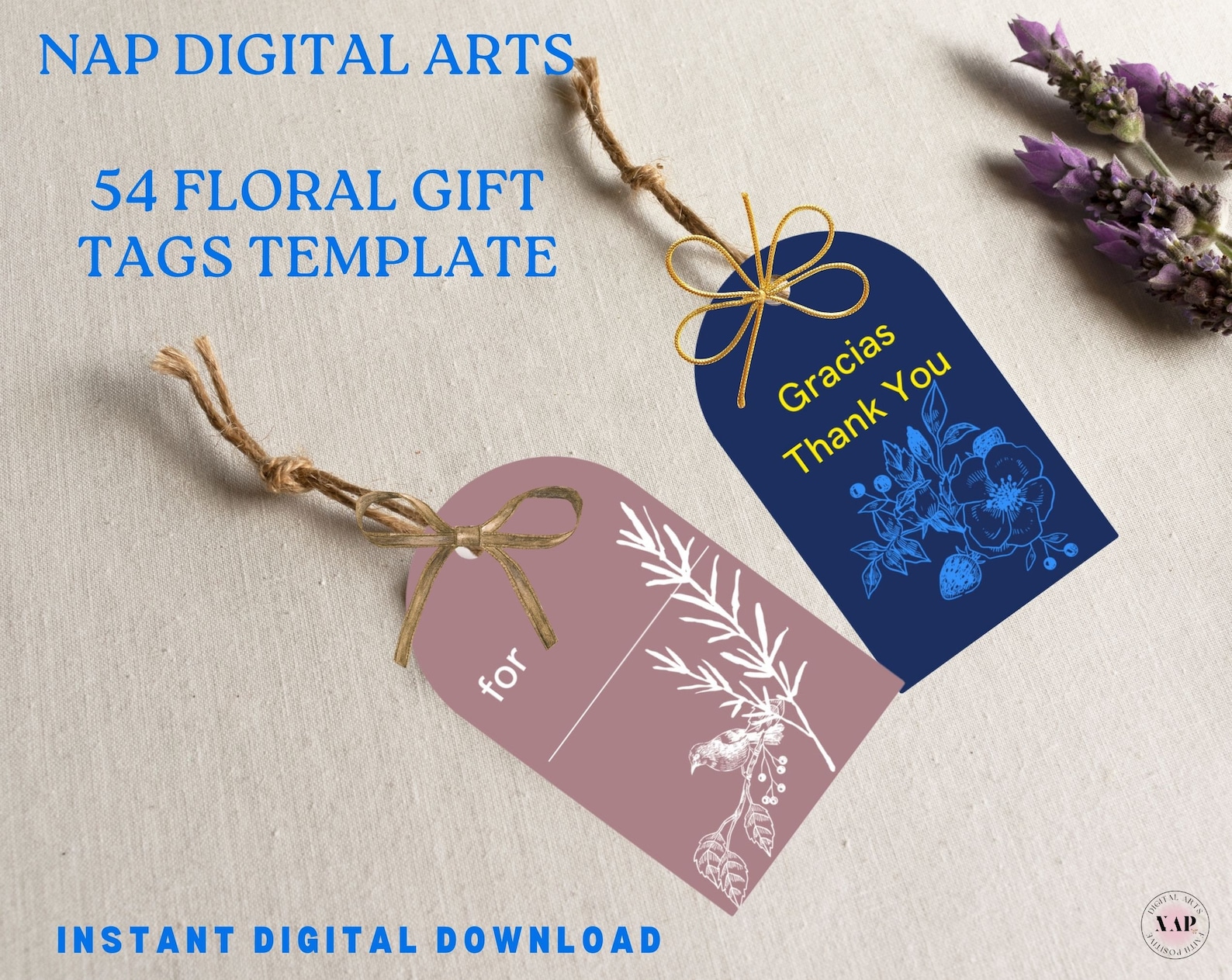 Printable Floral Gift Tags, Simple Gift Tags, Floral Template, Modern ...