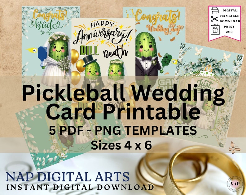 Pickleball Wedding Card Printable, Newly Wed Greeting Card, Groom Humor ...