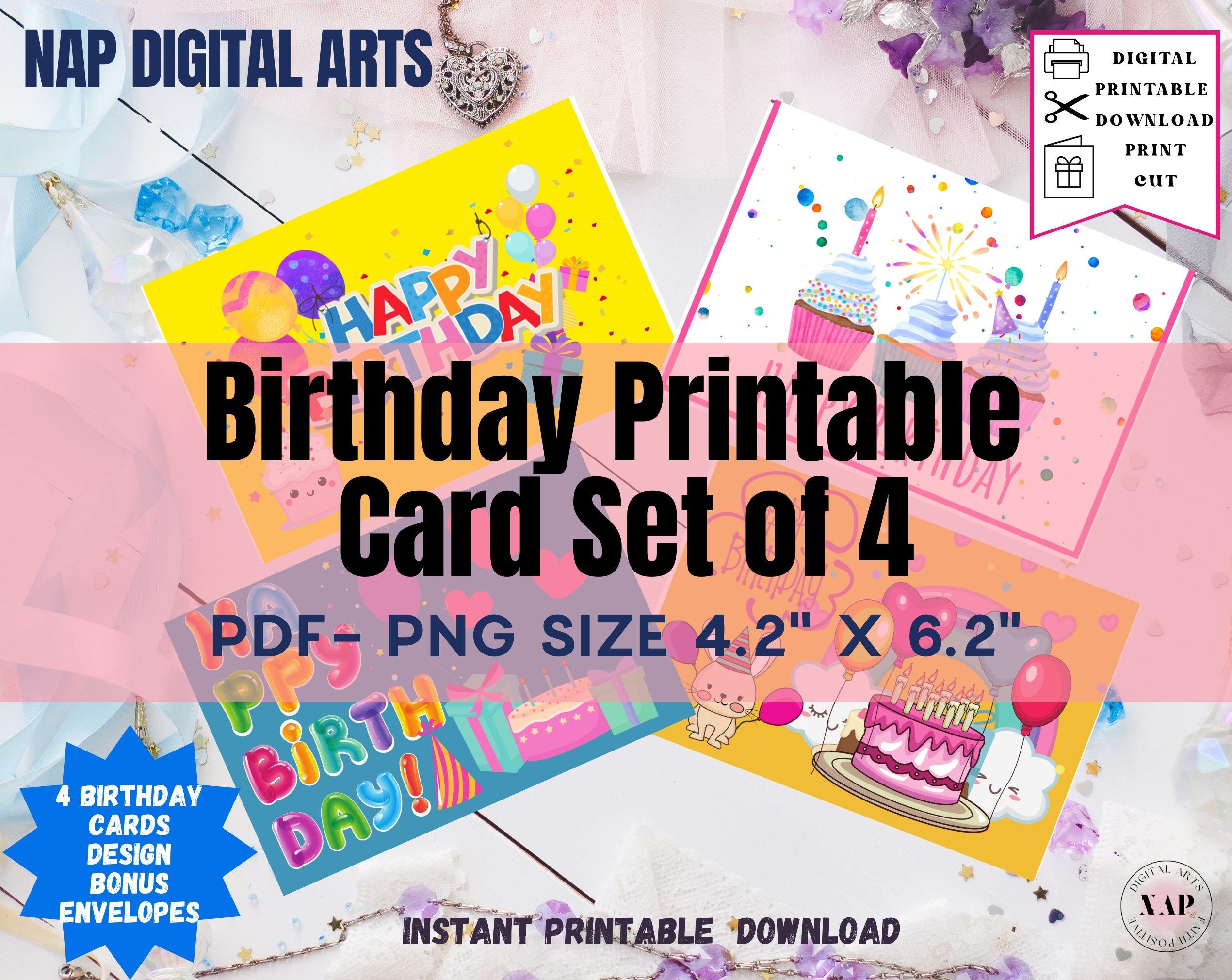 Birthday Printable Cards, Birthday Girl Card, Happy Birthday Greeting ...