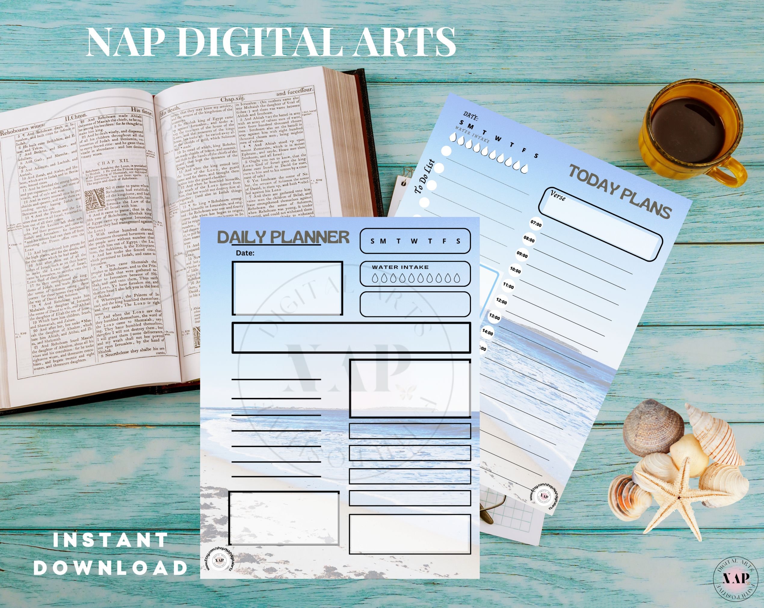 Ocean Printable Planner, Bible Study Planner, Prayer Journal Printable ...