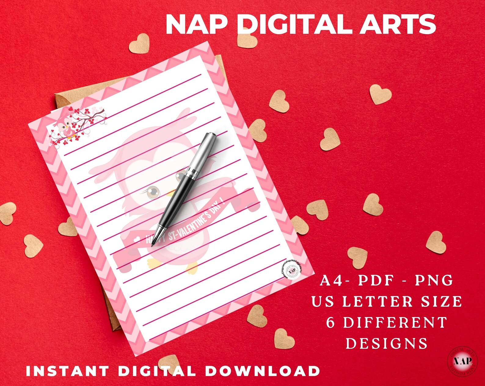 Cute Valentines Paper, Printable Stationery Set, Love Stationery ...