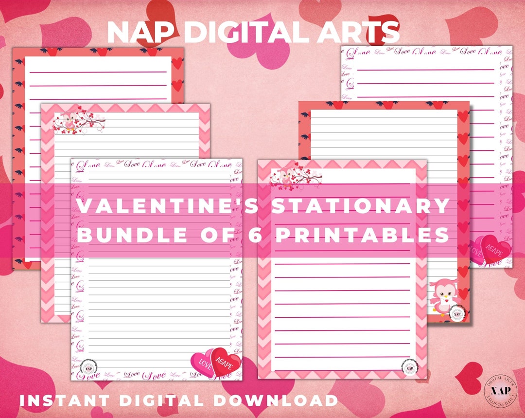 Cute Valentines Paper, Printable Stationery Set, Love Stationery ...