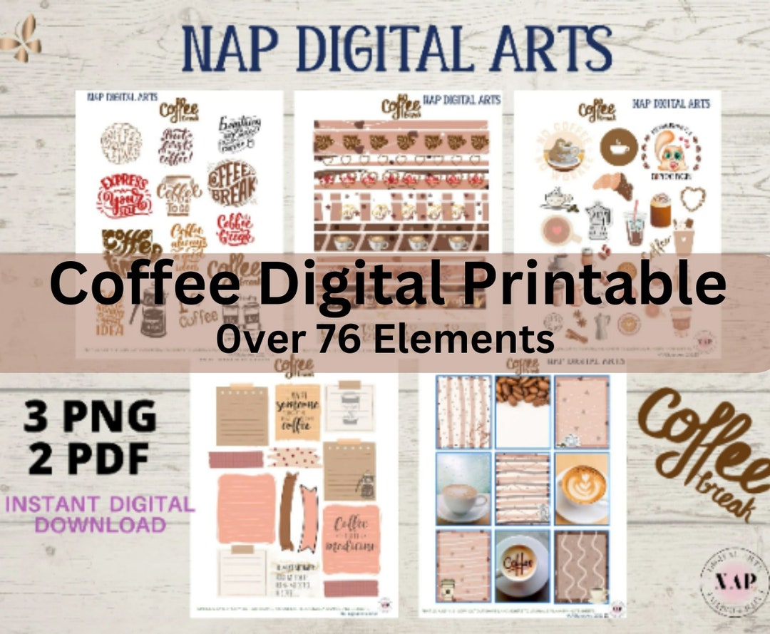 Coffee Digital Printable, Printable Journal Insert, Coffee Planner ...