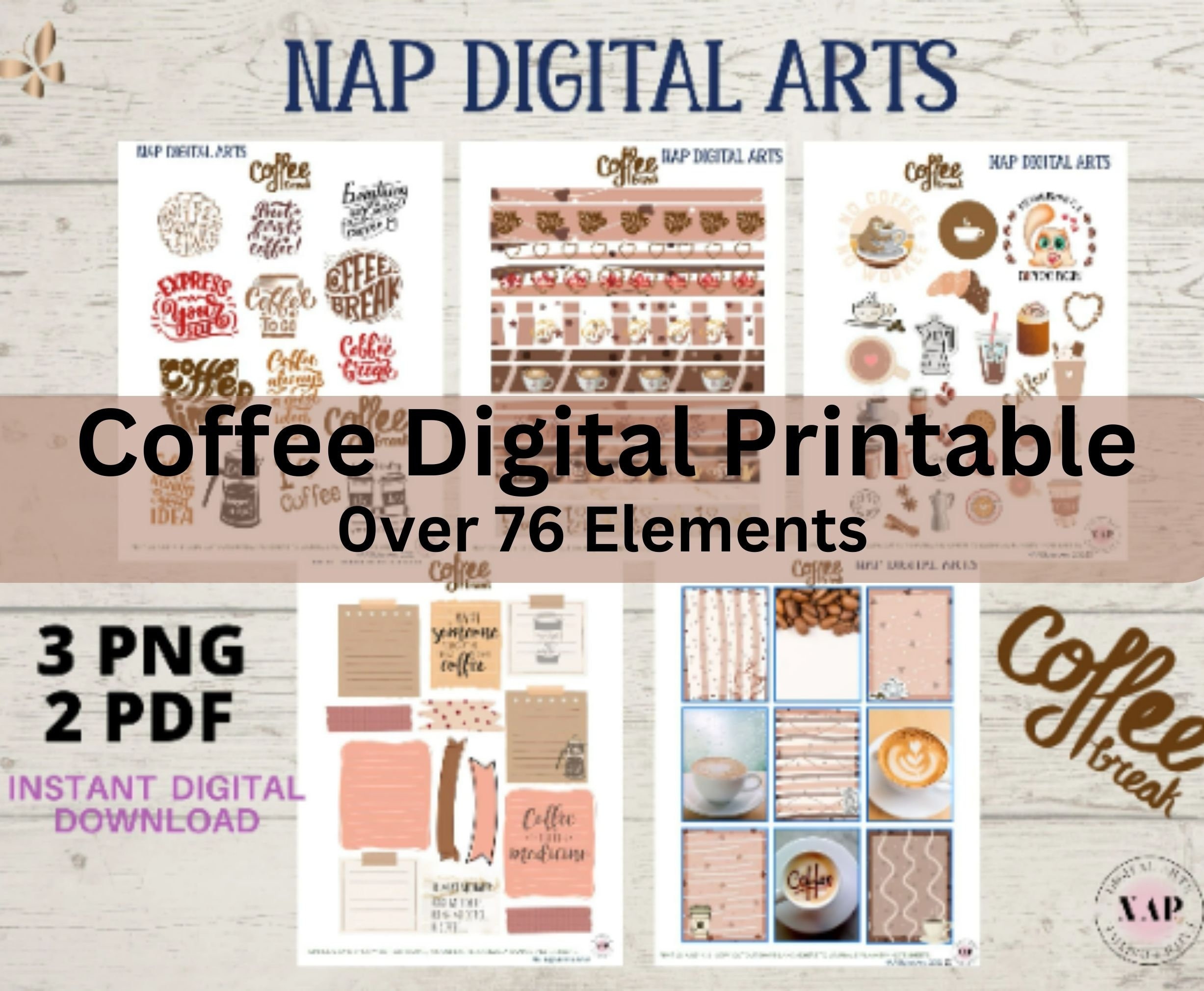 Coffee Digital Printable, Printable Journal Insert, Coffee Planner ...