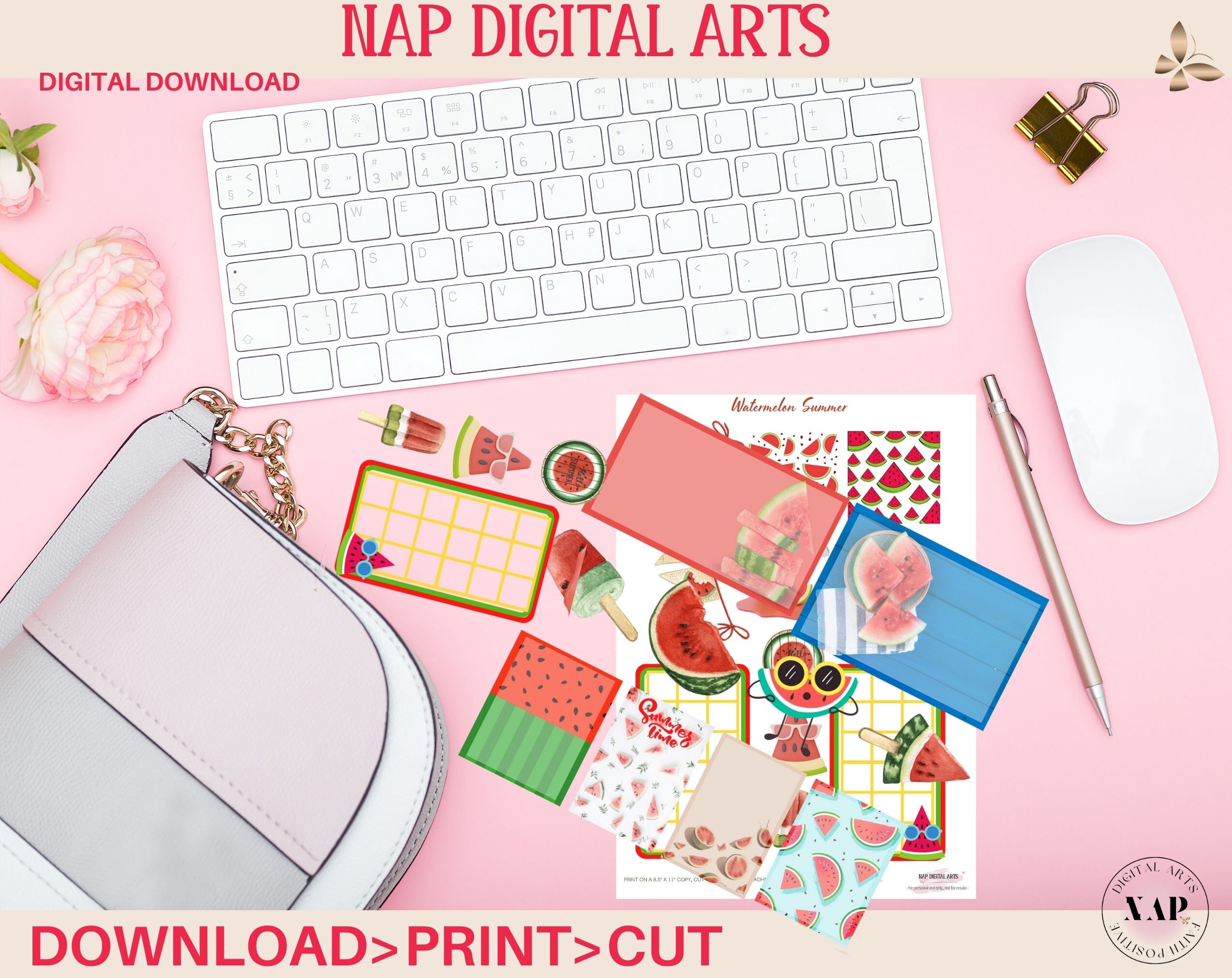 Cute Summer Clipart, Note Planner Insert, Summer Digital Planner ...