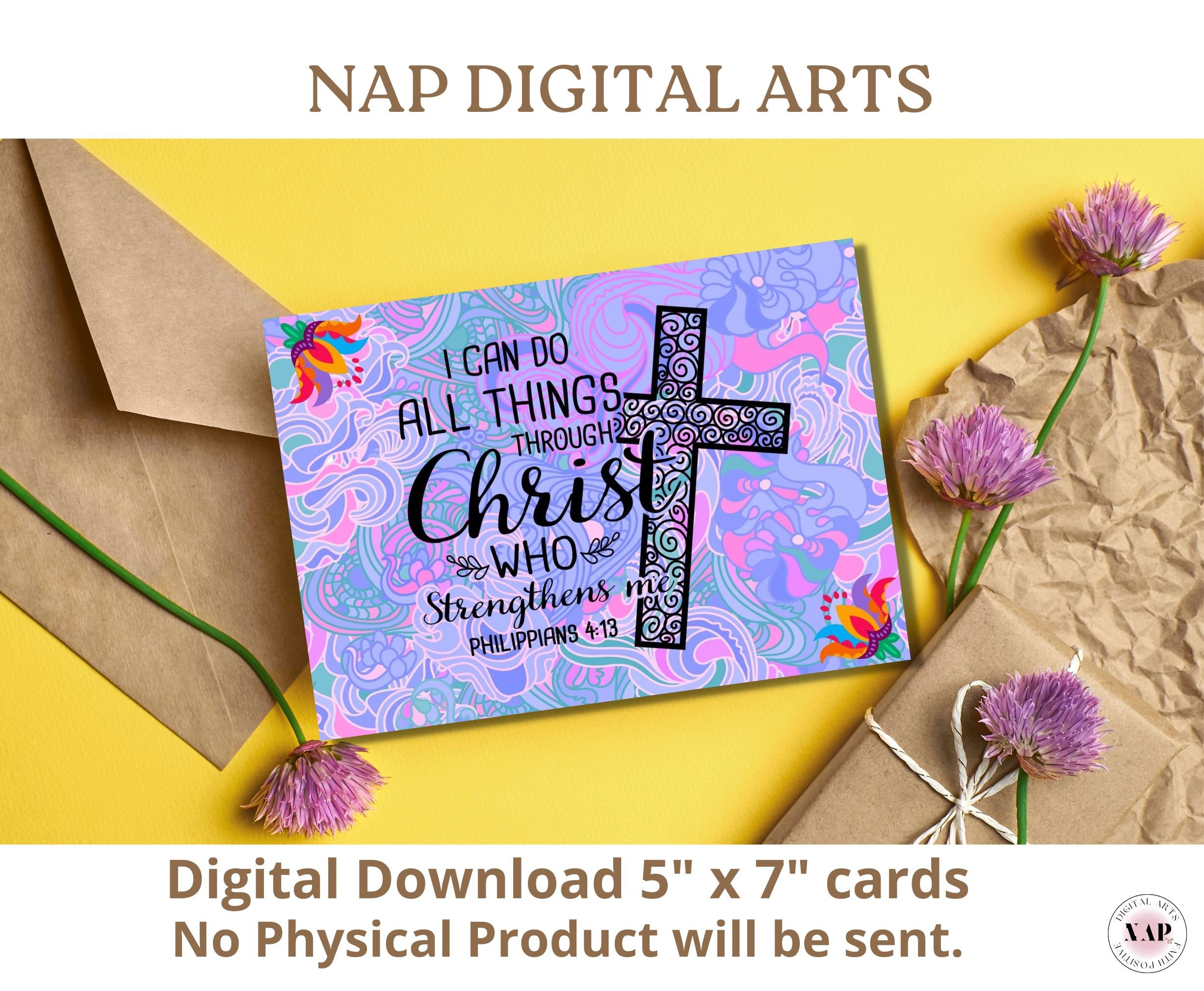 Cross Card, Verse Card, Religious Printable Card, Christian Printable ...