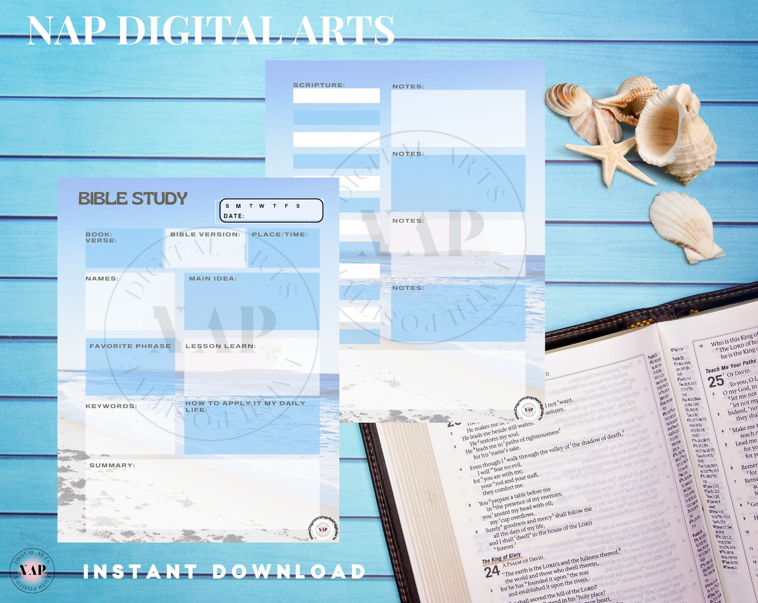 Ocean Printable Planner, Bible Study Planner, Prayer Journal Printable ...