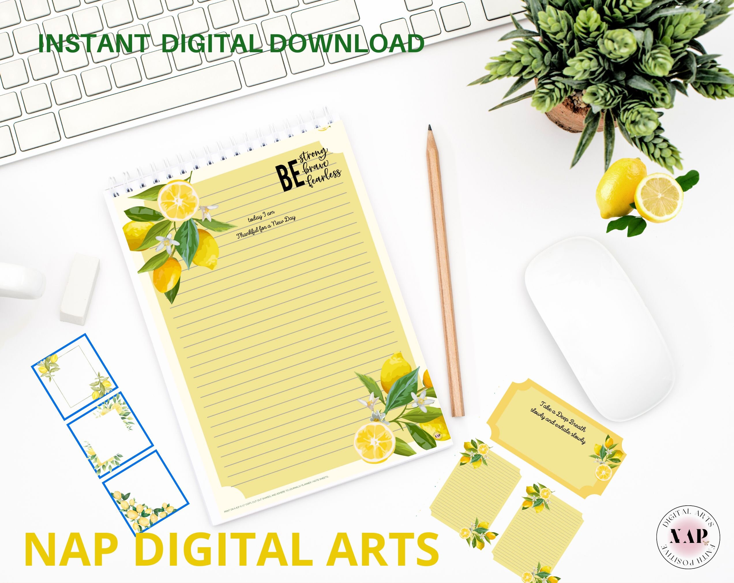 Lemon Melody Printable Paper, Printable Yellow Stationary, Faith ...
