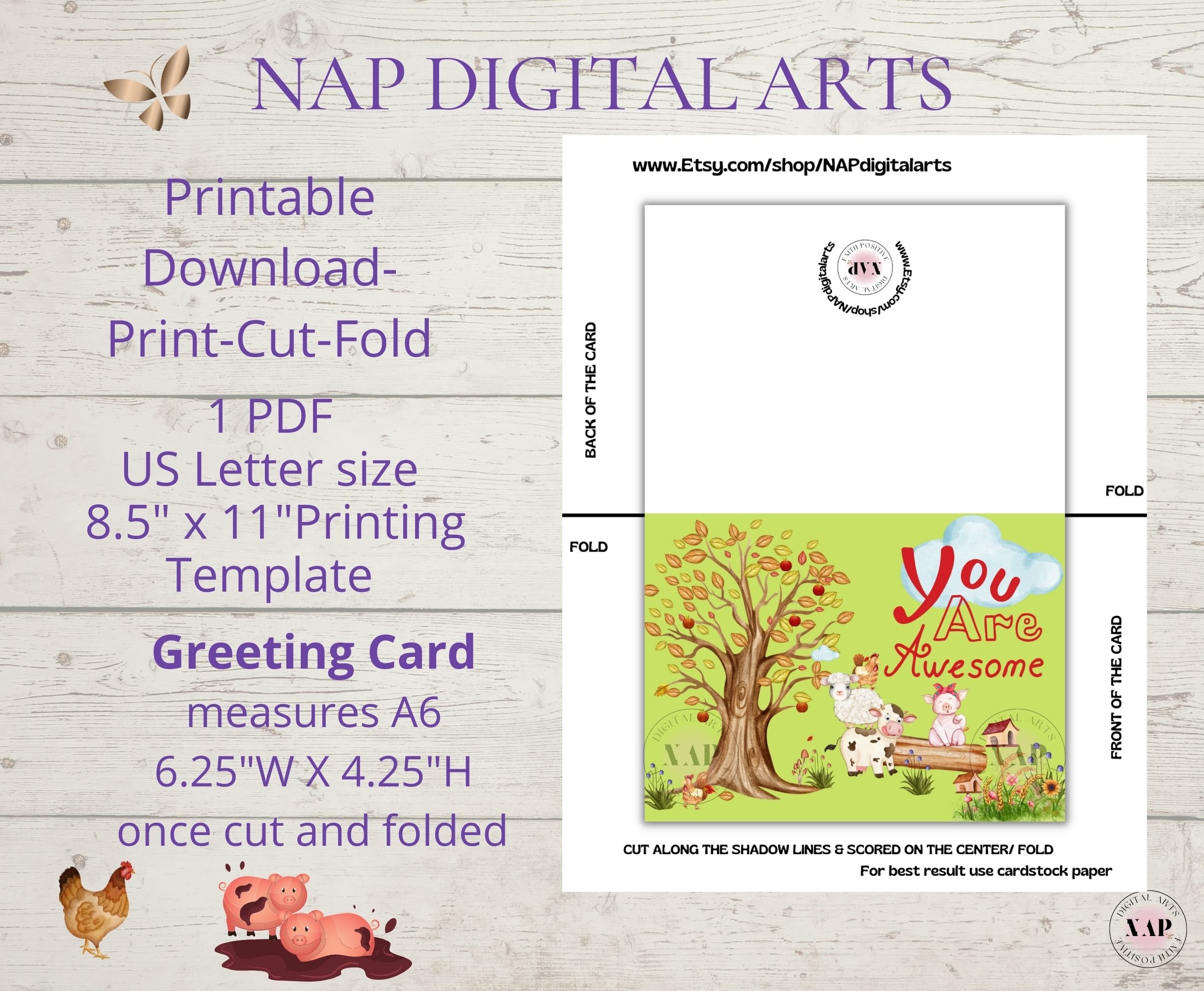 Cute Friendship Card Cute Friend Card Farm Animals Card - Etsy