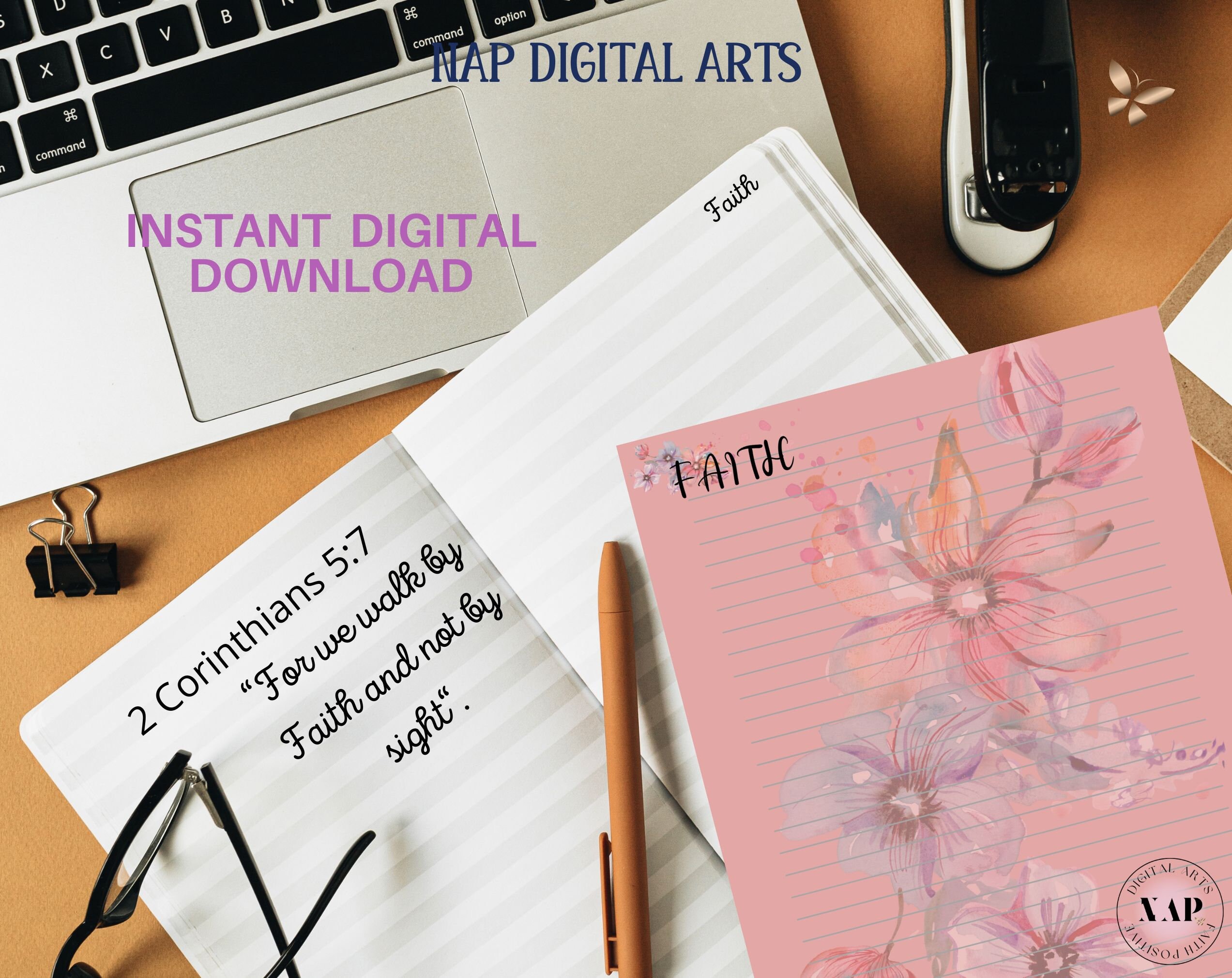 Digital Faith Printable, Lined Note Paper, Prayer Journal Printable ...