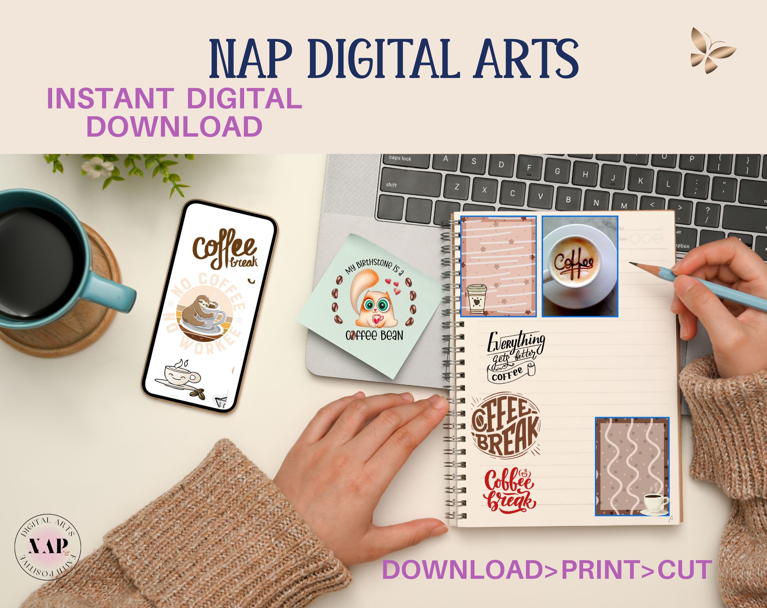 Coffee Digital Printable, Printable Journal Insert, Coffee Planner ...