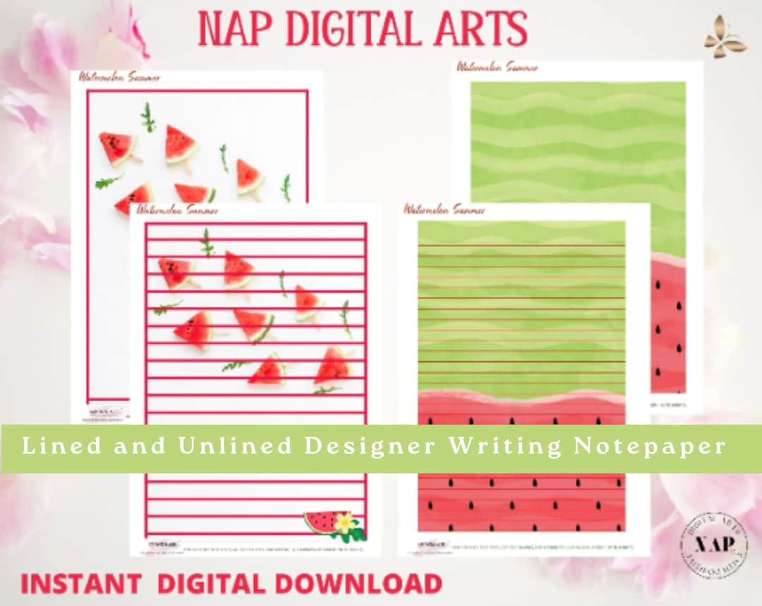 Watermelon Printable Stationary Set, Cute Printable Writing Paper ...
