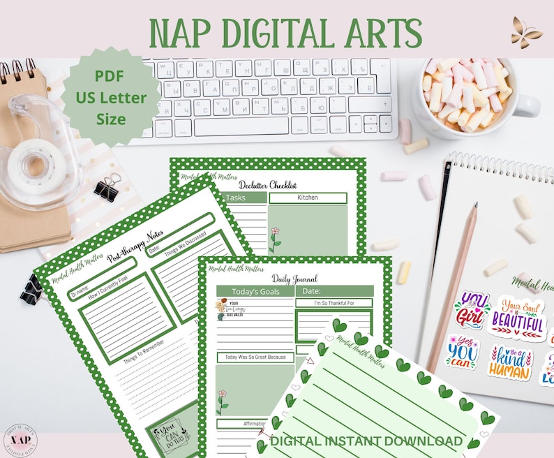 Mental Health Journal, Printable Note Journal, Daily Self-care Planner ...