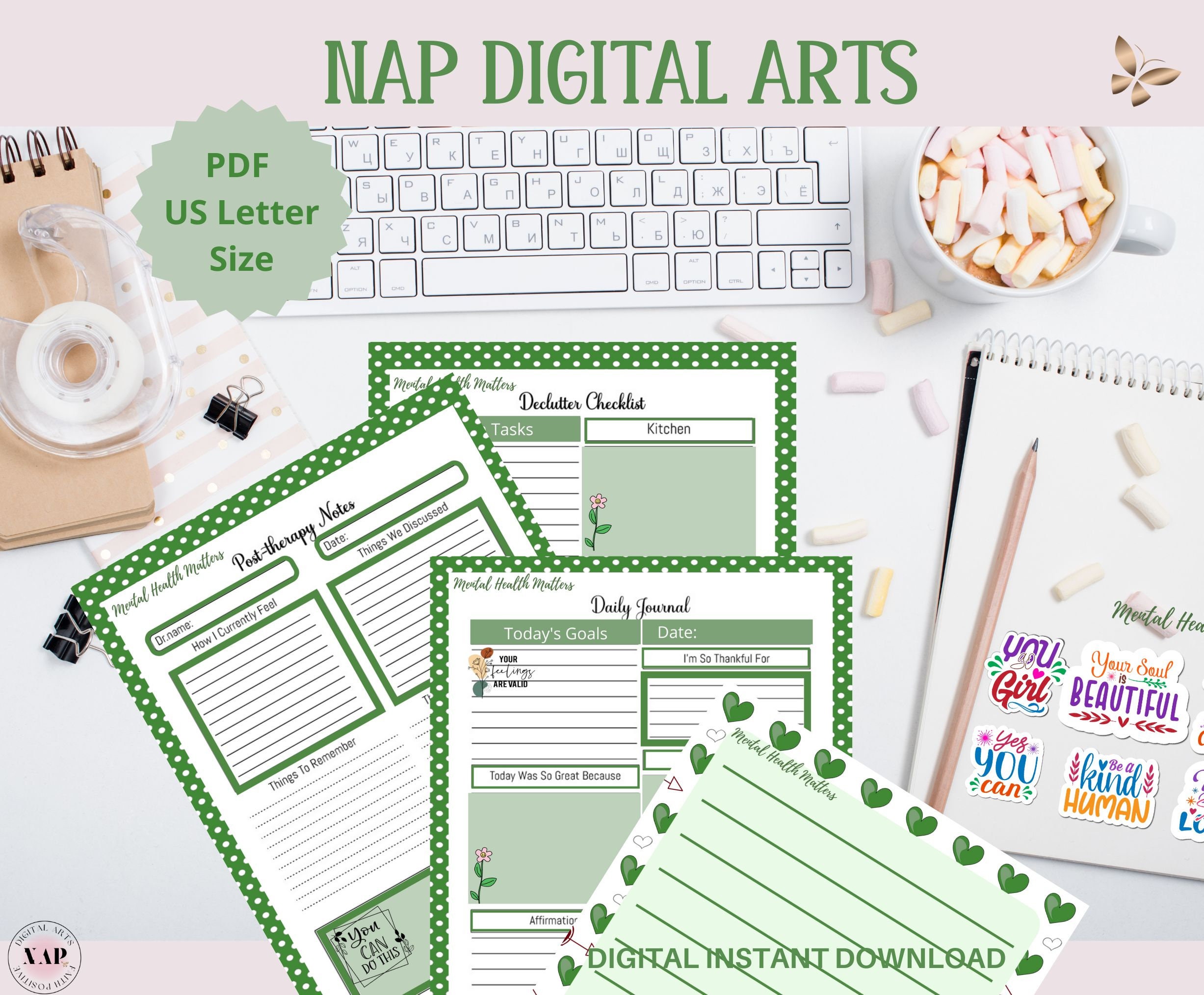 Mental Health Journal, Printable Note Journal, Daily Self-care Planner ...