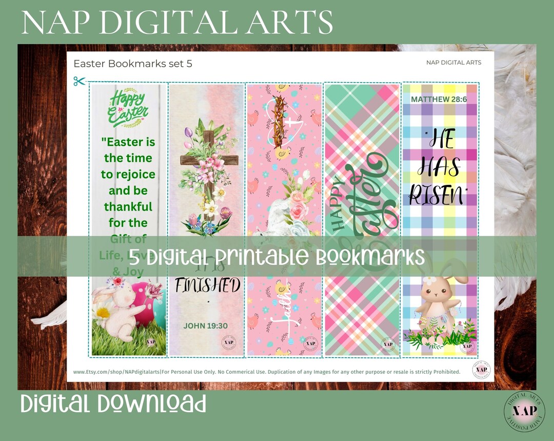 Easter Printable Bookmarks, Bible Verse 5 Bookmarks, Cute Faith Designs ...