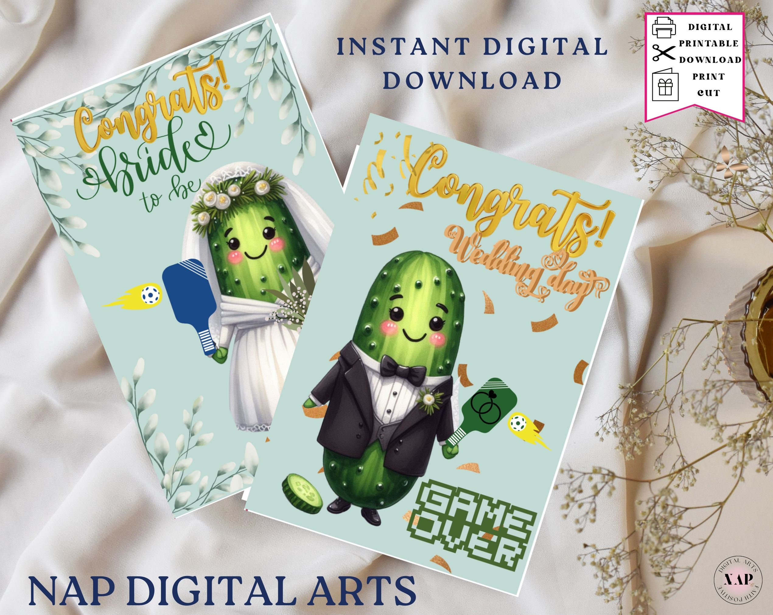 Pickleball Wedding Card Printable, Newly Wed Greeting Card, Groom Humor ...