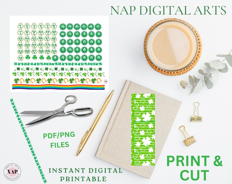 St Patrick Paper, Planner Printable Bundle, Green Printable Planner ...
