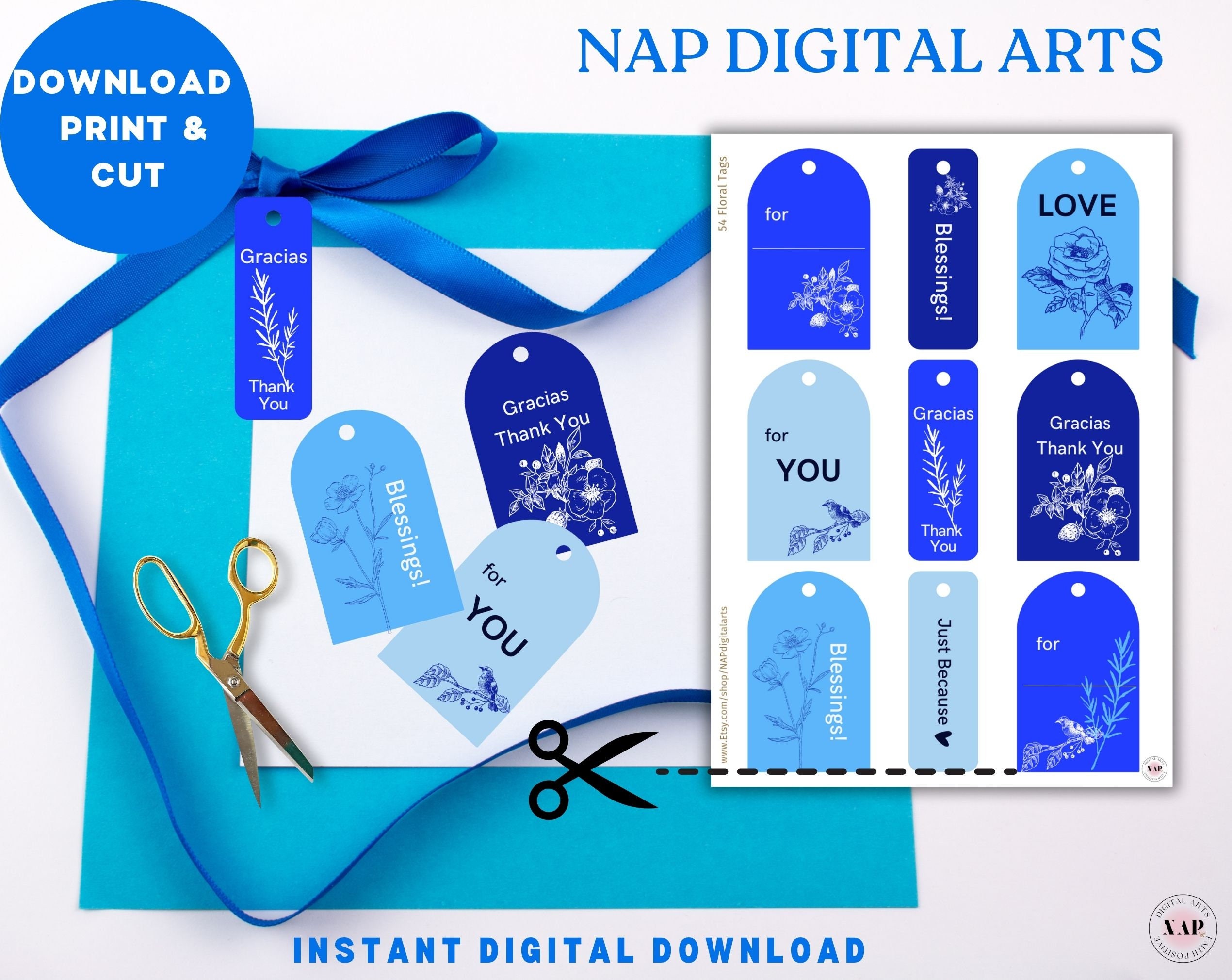 Printable Floral Gift Tags, Simple Gift Tags, Floral Template, Modern ...