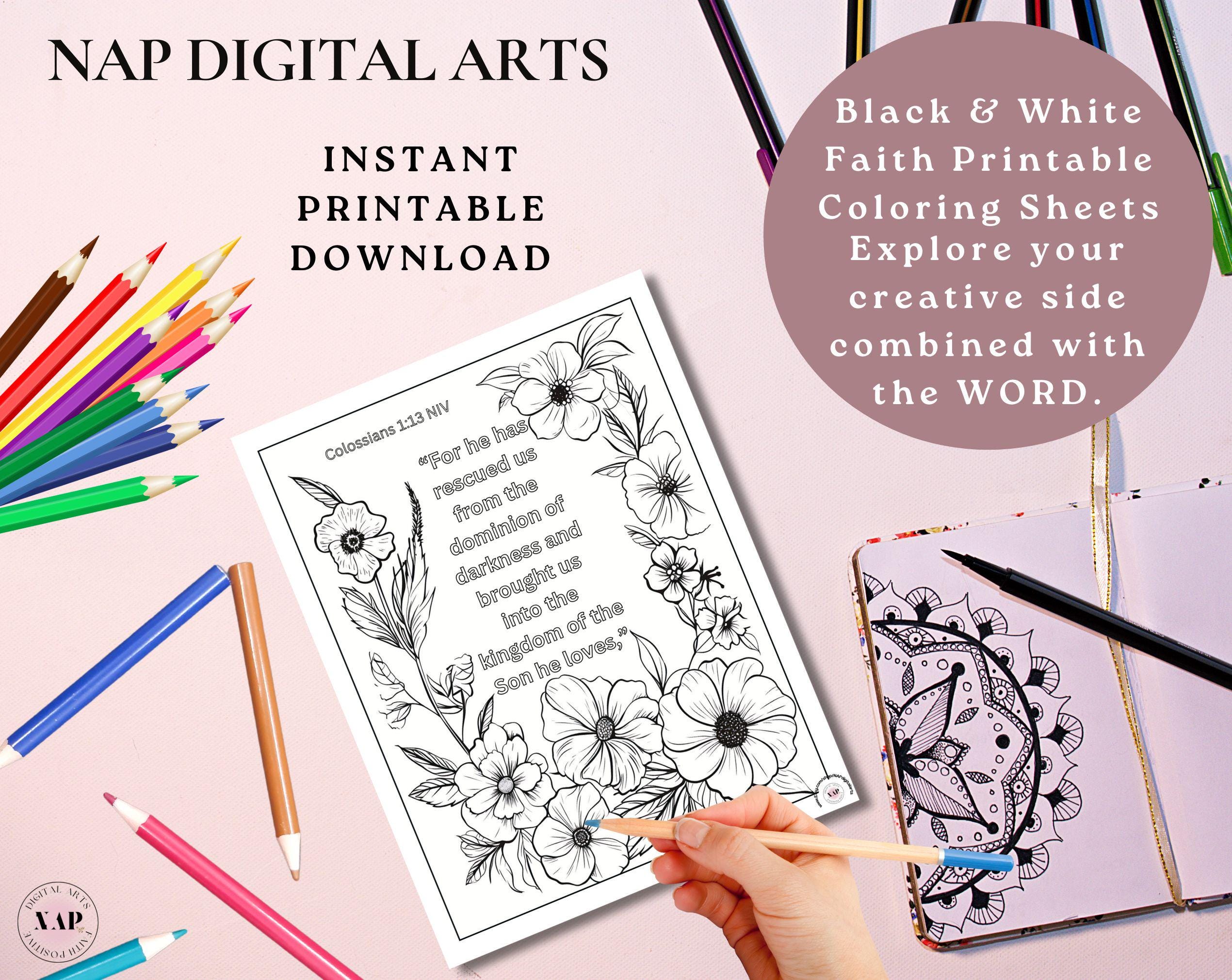 Faith Coloring Pages, Christian Art Journaling, Inspirational Coloring ...