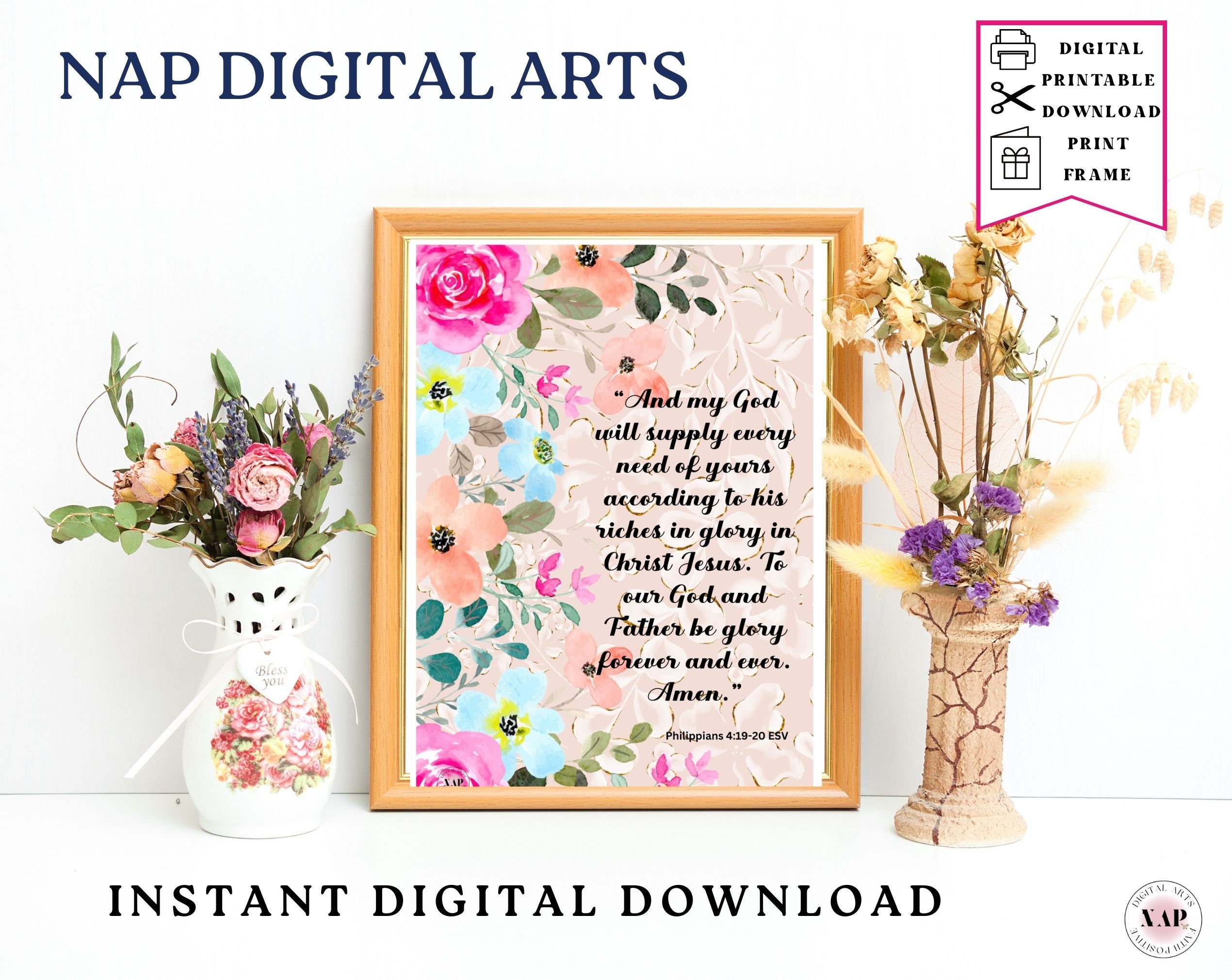 Printable Bible Verse, Christian Art Print, Inspirational Wall Art ...