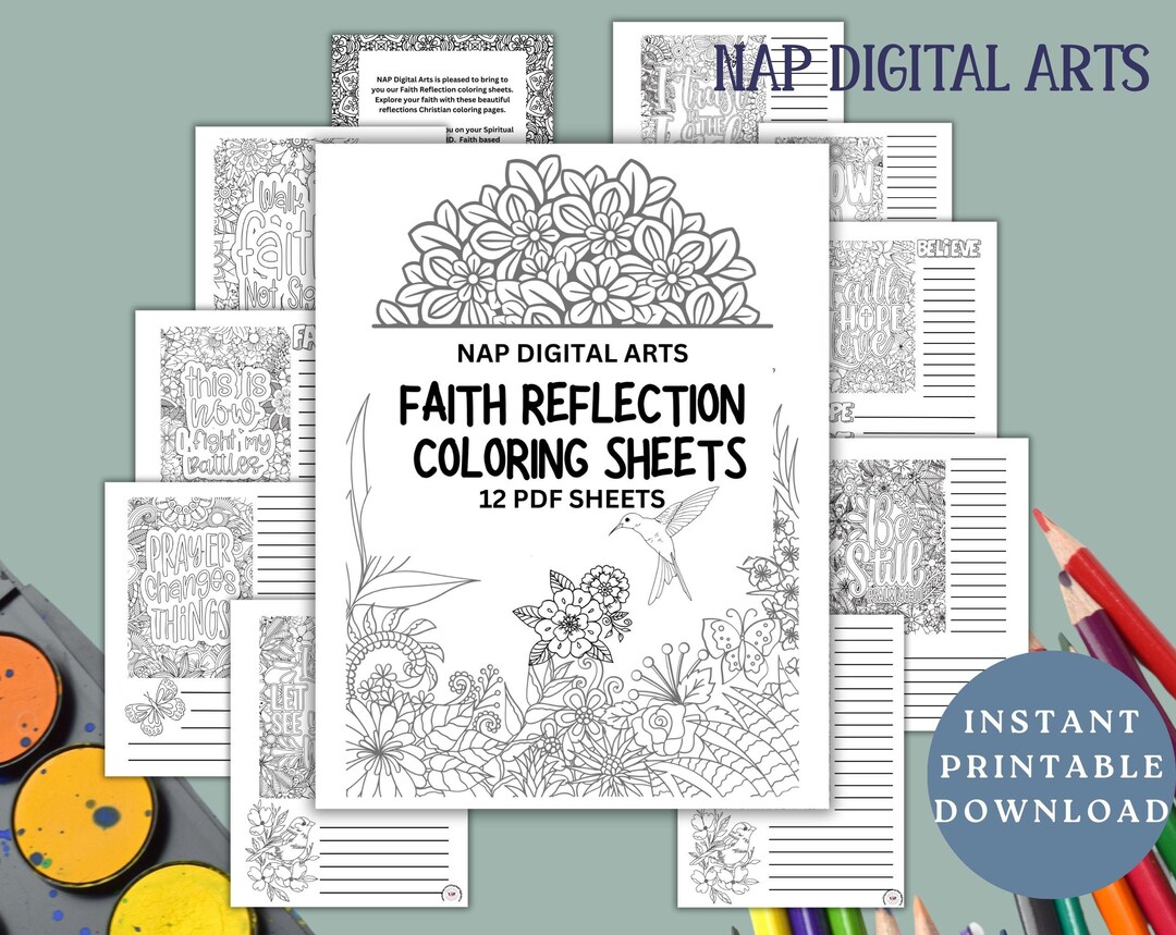 Faith Reflection Coloring Sheets, Christian Printable Coloring, Bible ...