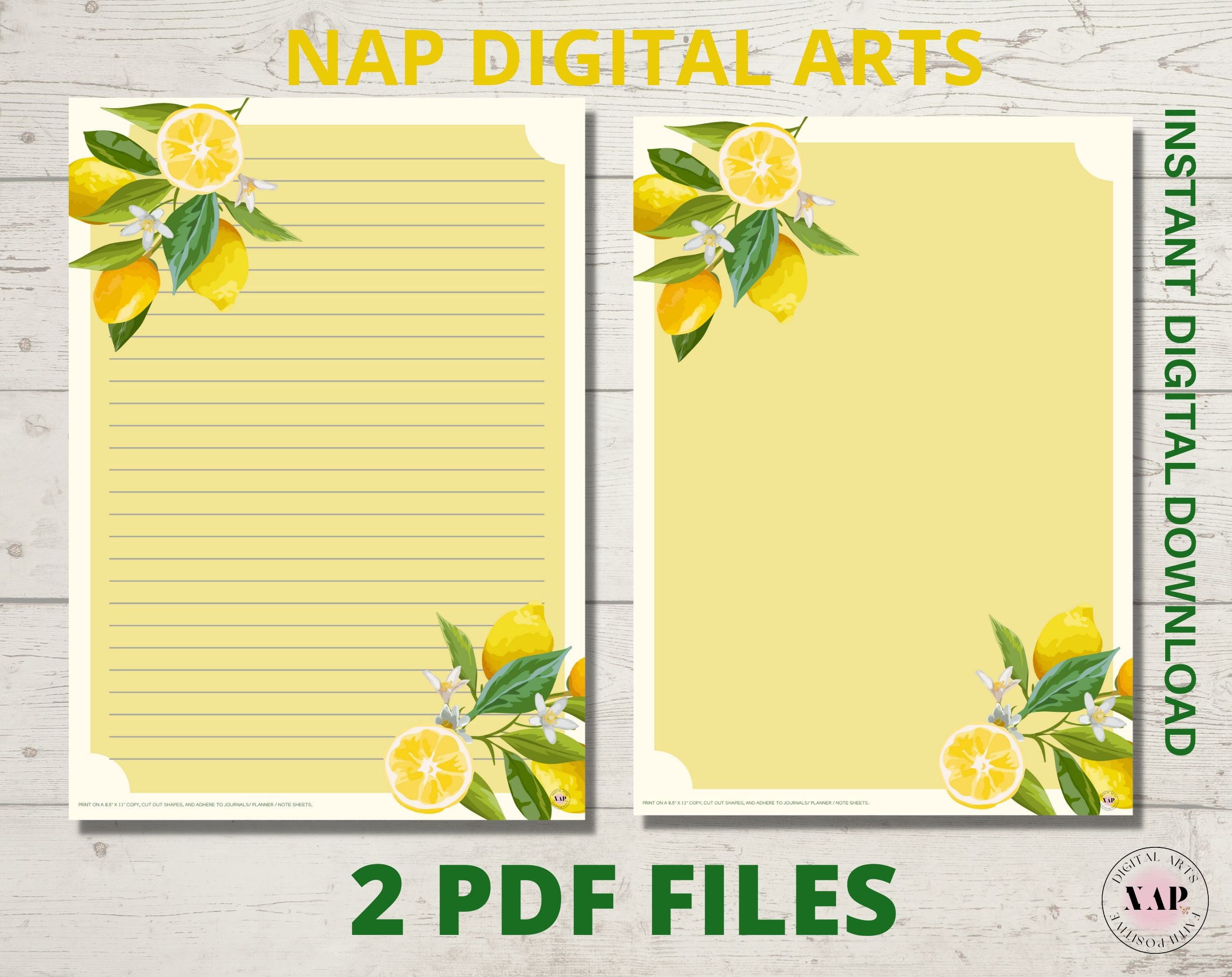 Lemon Printable Paper, Printable Stationary Download, Faith Journaling ...